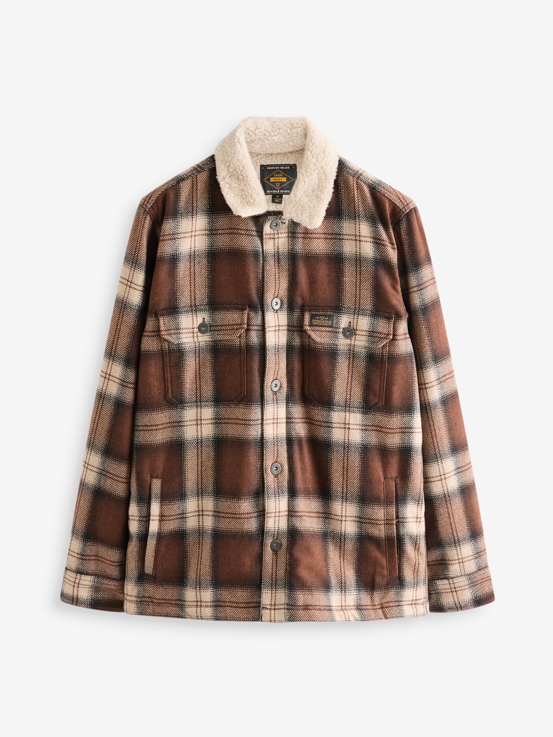 Buy Brown Check Borg Lined Shacket from the Next UK online shop