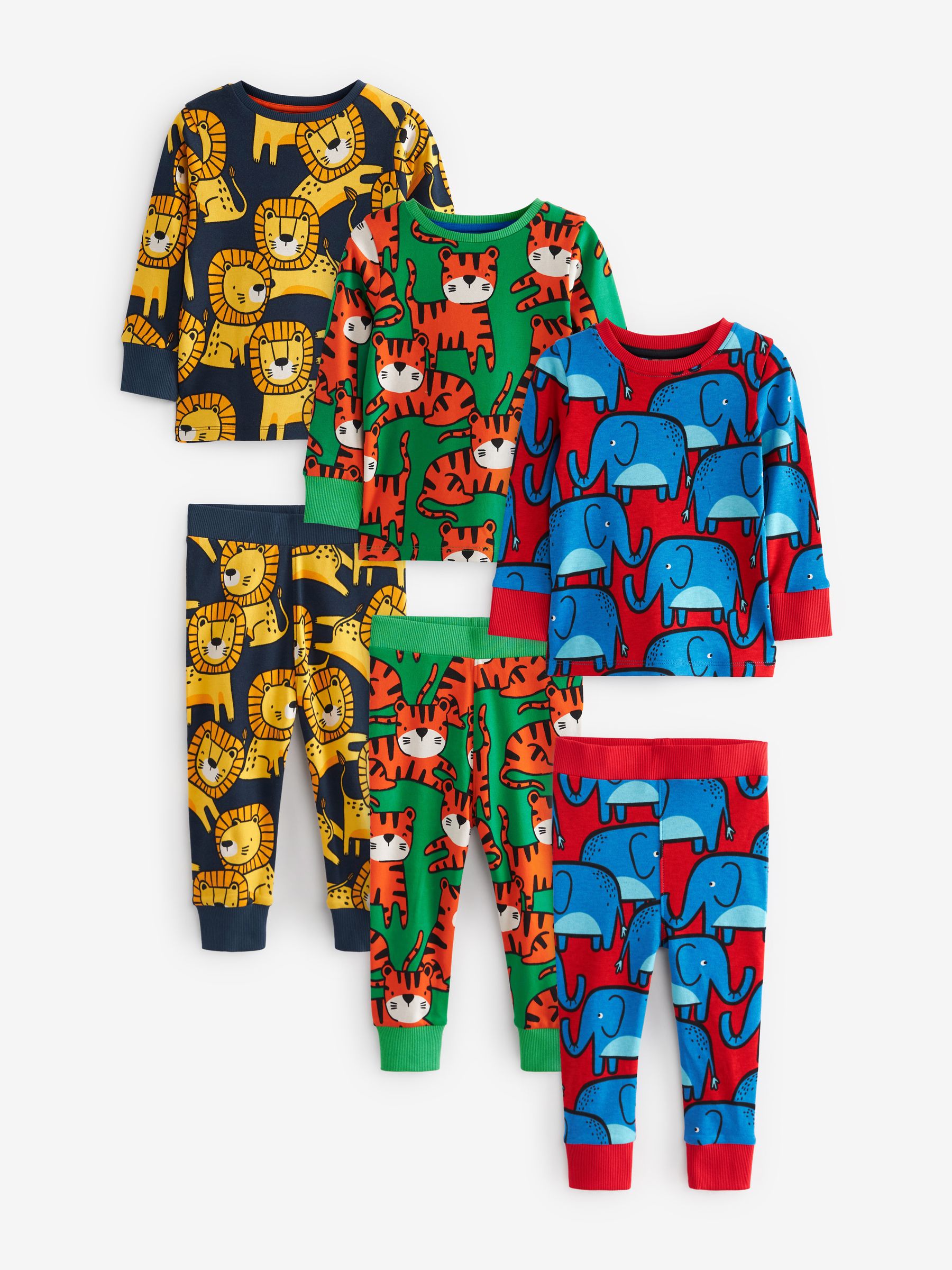 Buy Multi Bright Animal Snuggle Pyjamas 3 Pack (9mths-8yrs) from the ...