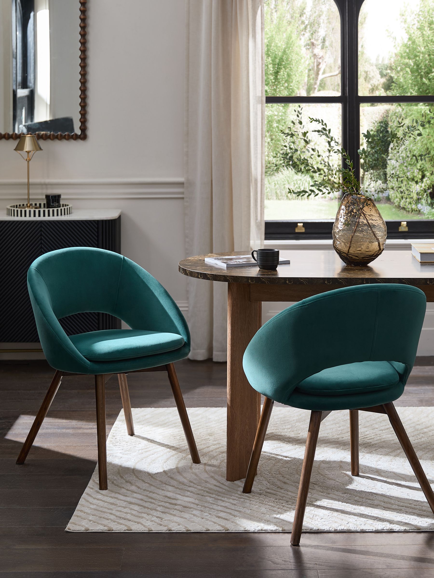 Buy Set of 2 Soft Velvet Marine Blue Hewitt Upholstered Dark Wood Leg ...