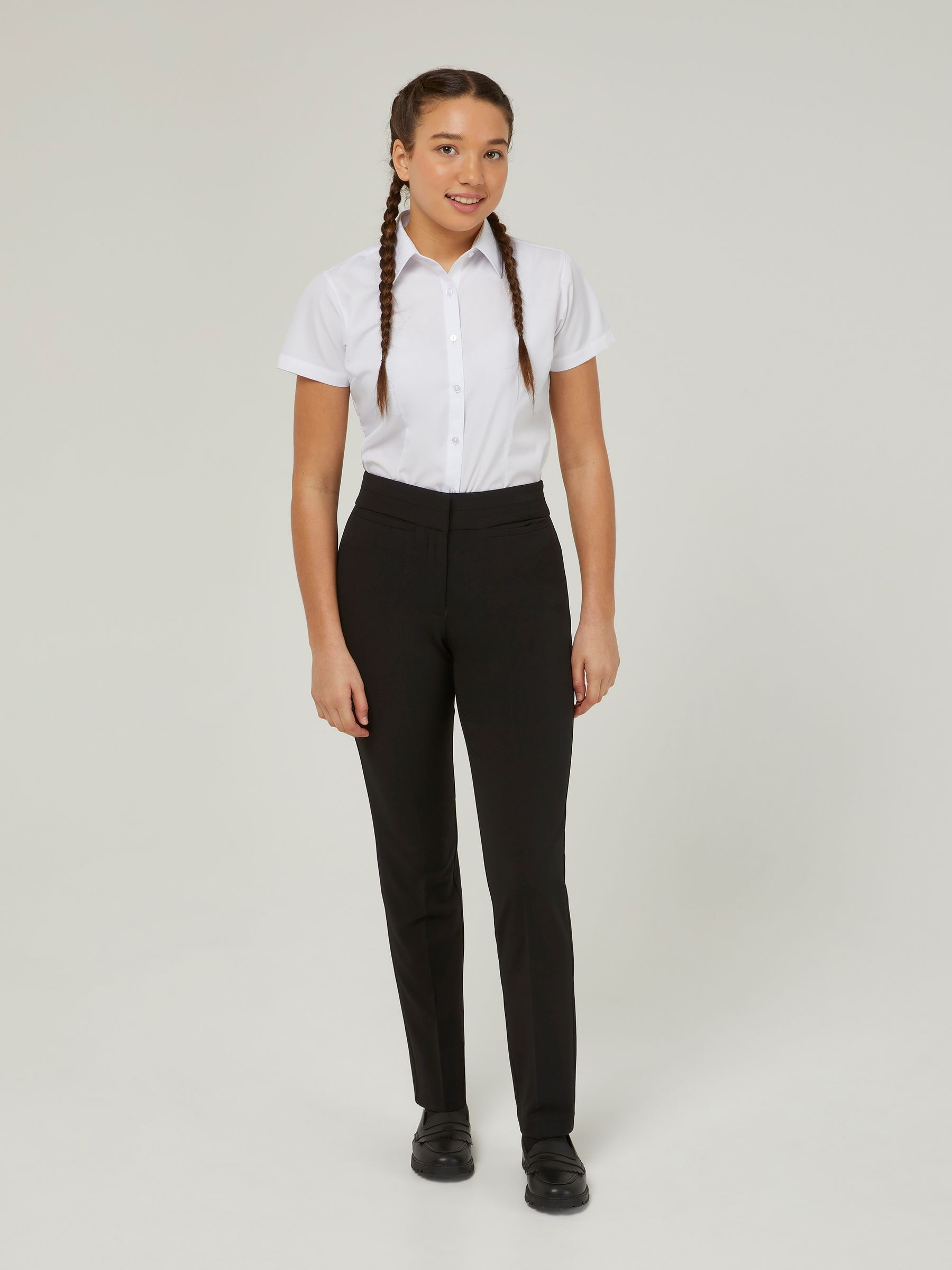 Buy Trutex Longer Length Straight Leg Twin Pocket Girls Black School ...