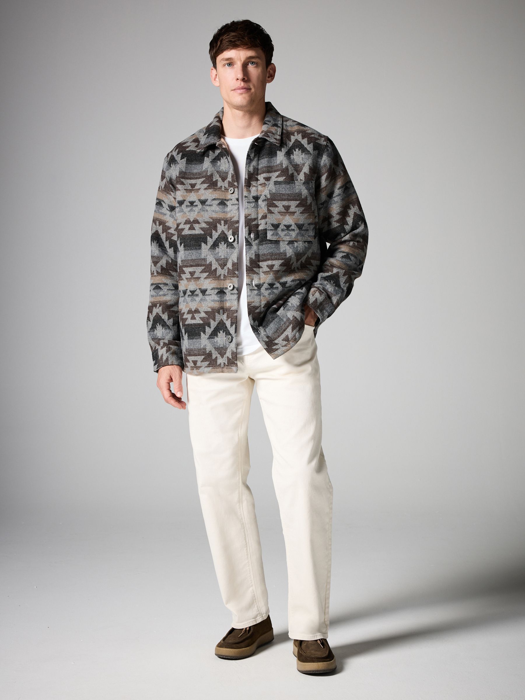 Buy Grey Borg Lined Pattern Shacket from the Next UK online shop