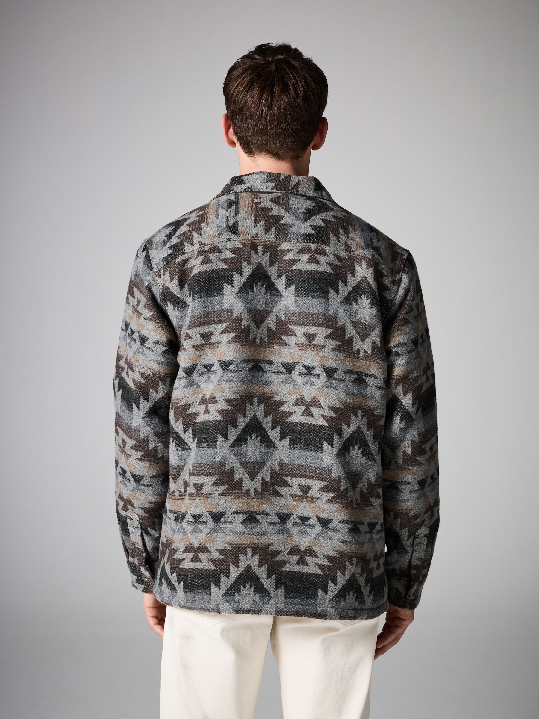 Buy Grey Borg Lined Pattern Shacket from the Next UK online shop