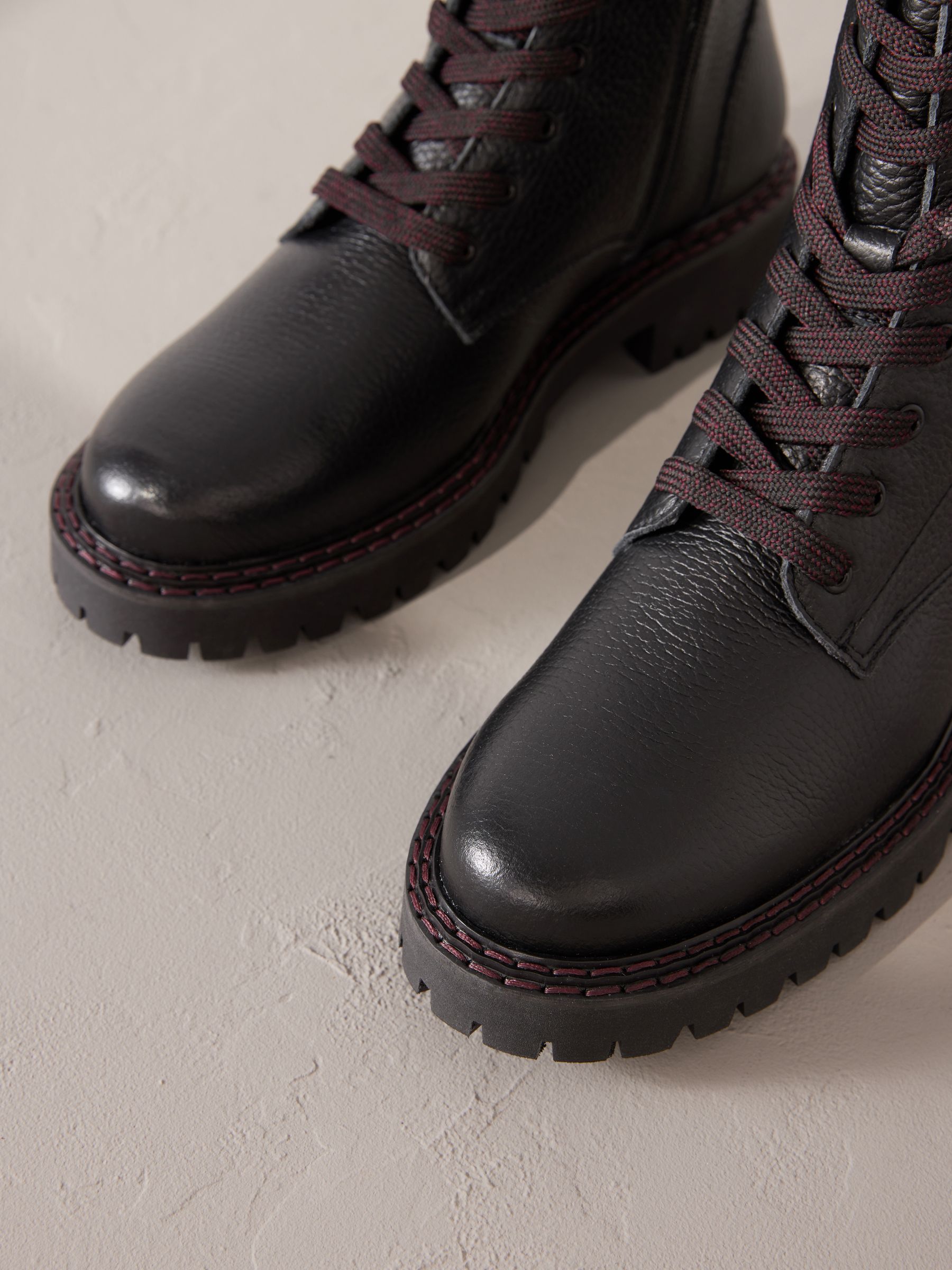 Buy Black Leather Premium Chunky Lace-Up Ankle Boots from the Next UK ...