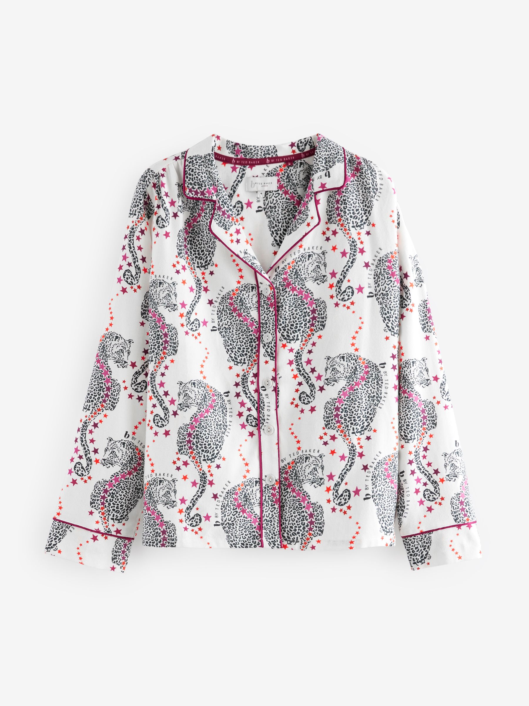 Buy B by Ted Baker 100% Cotton Button Through White Leopard Print ...