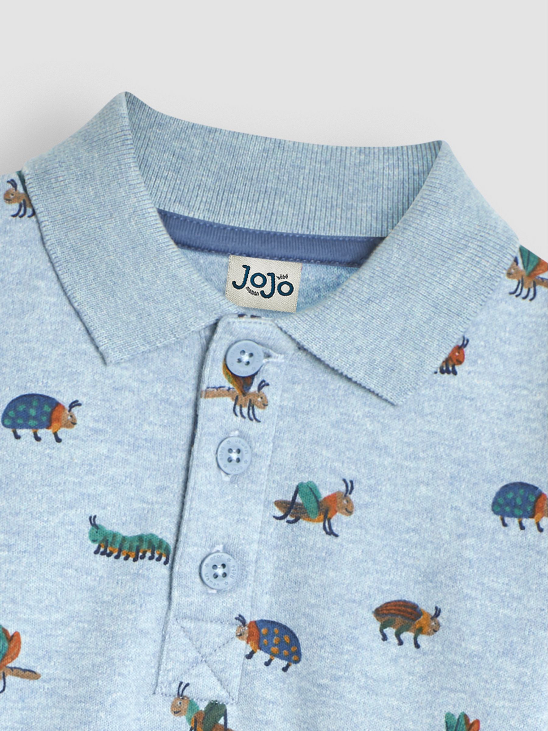 Buy JoJo Maman Bébé Light Blue Bug Long Sleeve Print Polo Shirt from ...