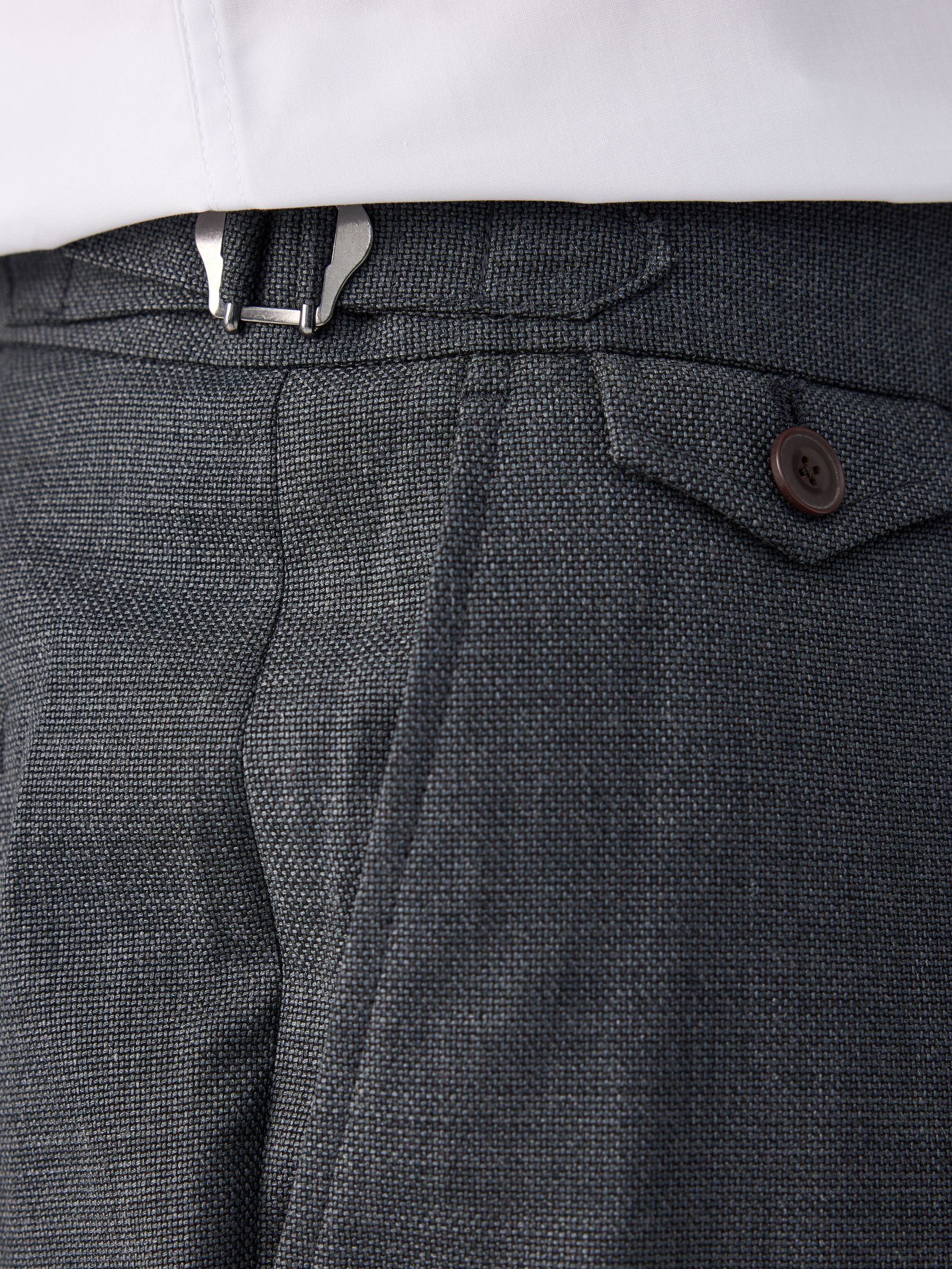 Buy Charcoal Grey Adjustable Wool Blend Side Adjuster Smart Trousers ...