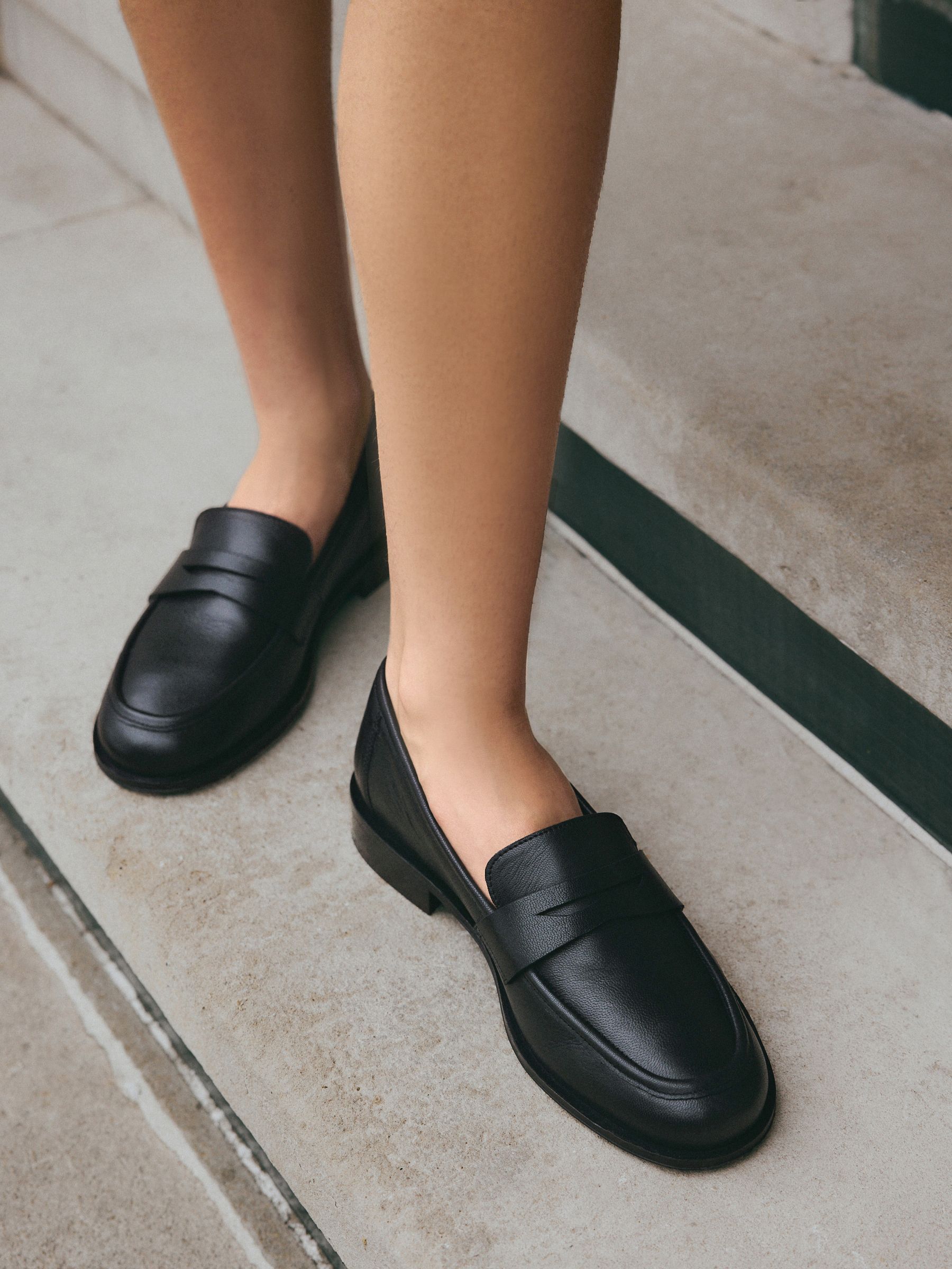 Buy Black Standard/Wide Fit Forever Comfort® Leather Penny Loafers from ...