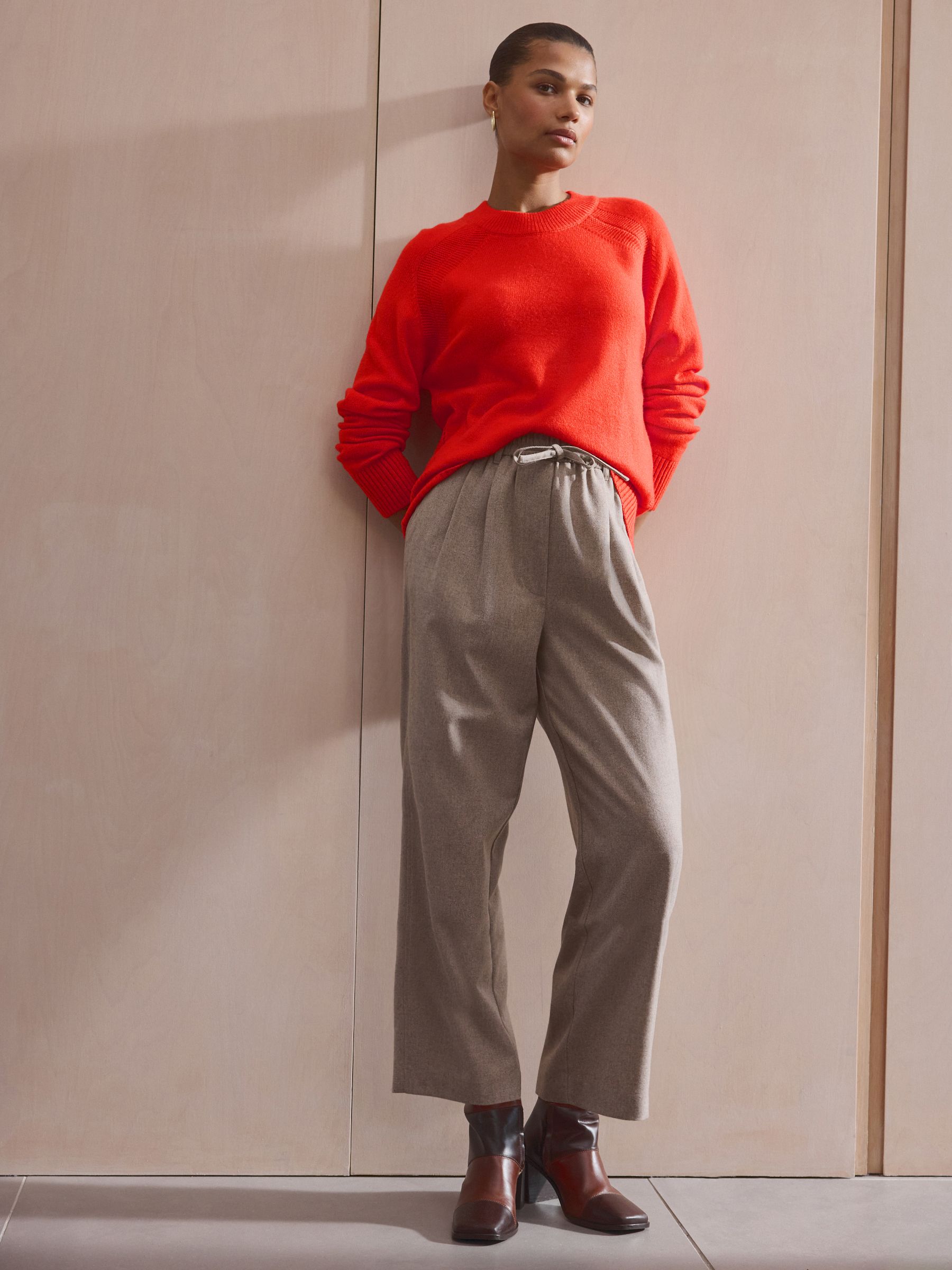 Buy Orange Premium 100% Lambswool Crew Neck Jumper from Next Saudi Arabia