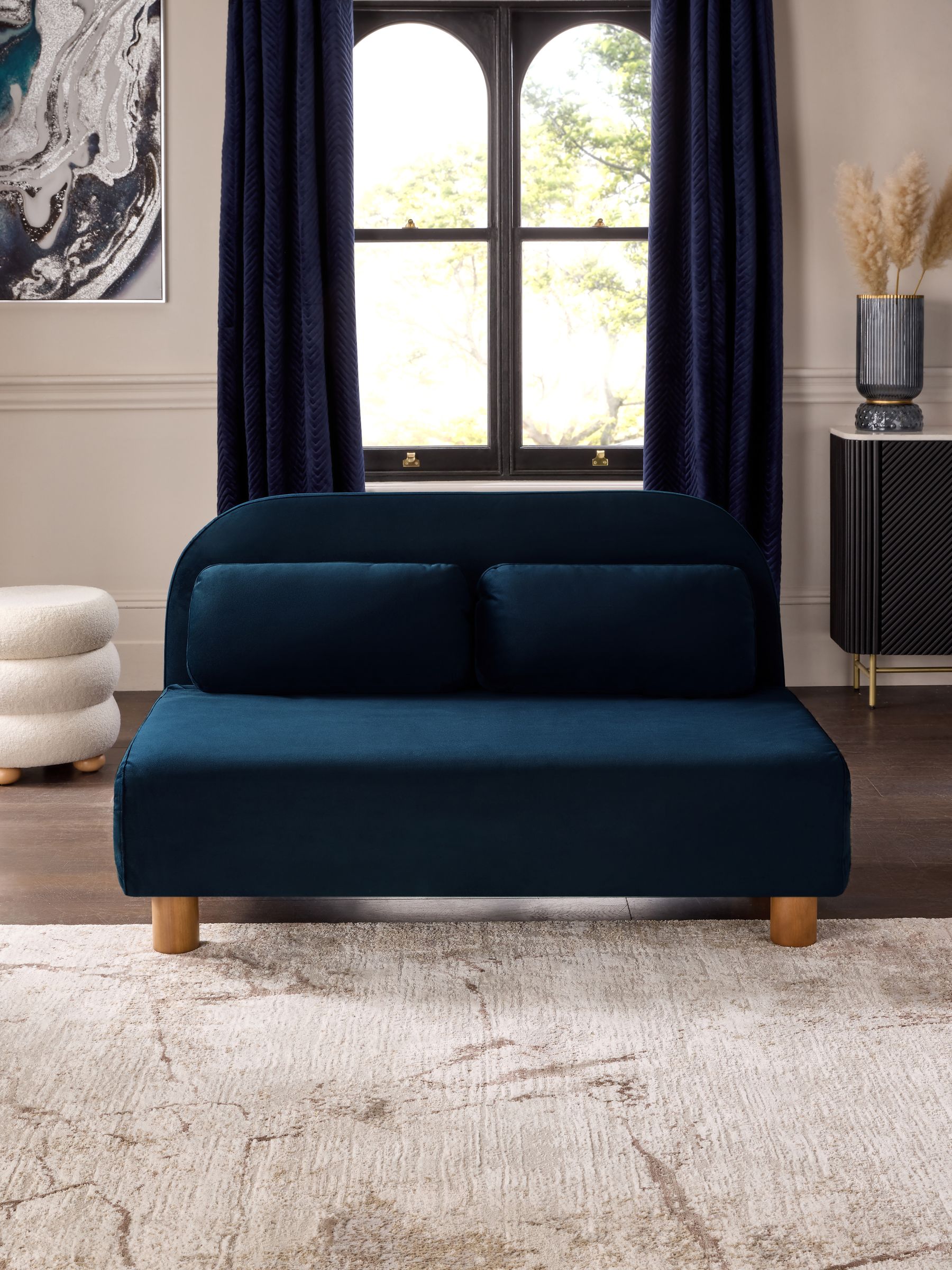 Buy Soft Velvet Navy Blue Palma Double Sofa Bed from the Next UK online ...