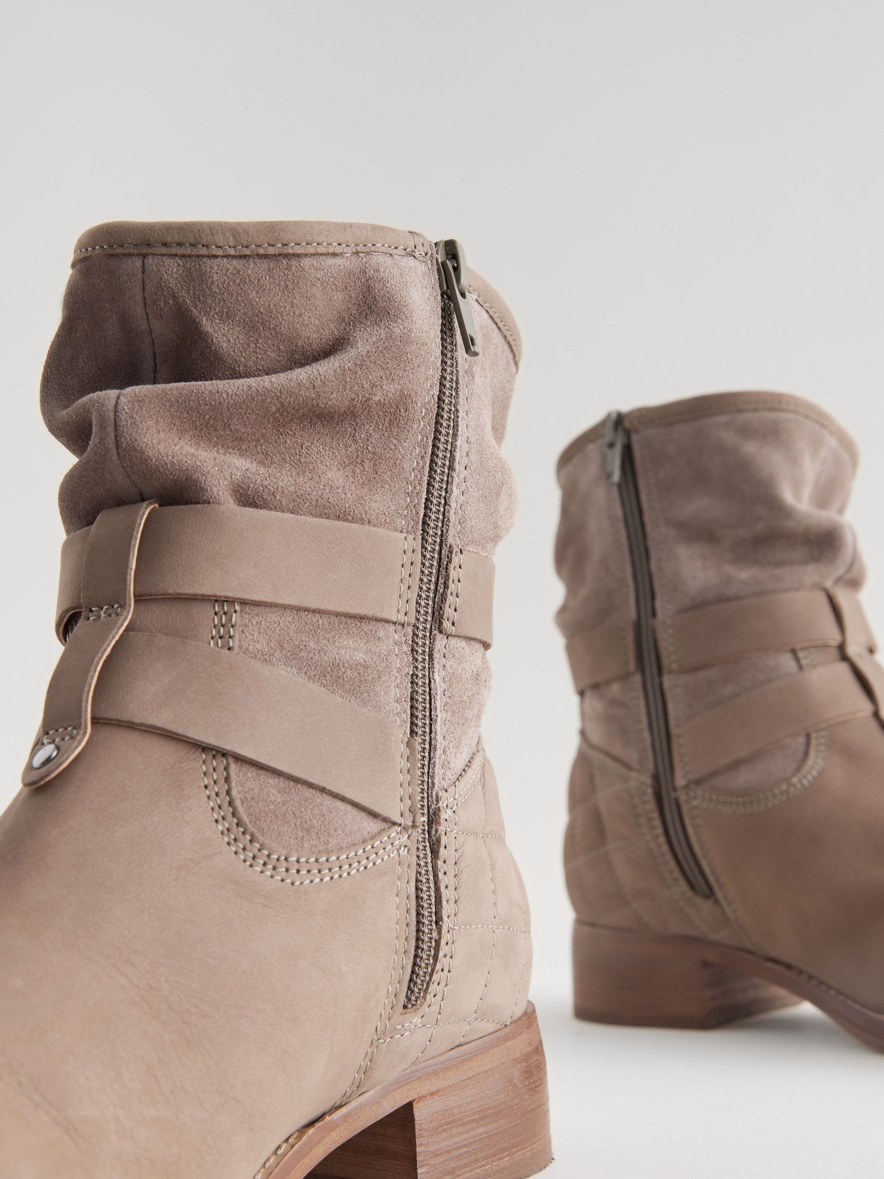 Buy Mink Brown Standard/Wide Fit Leather Slouch Ankle Boots from the ...