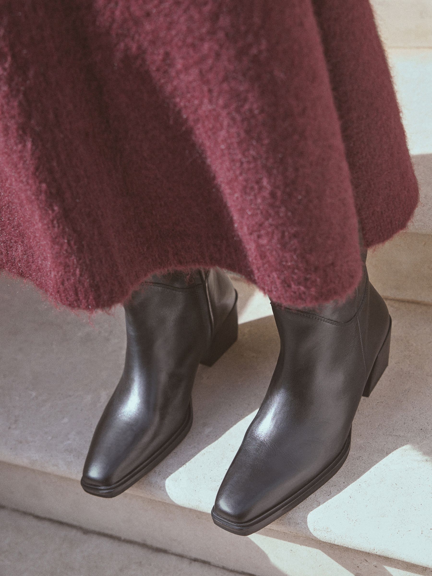 Buy Black Leather Premium Cowboy Knee High Boots from the Next UK ...