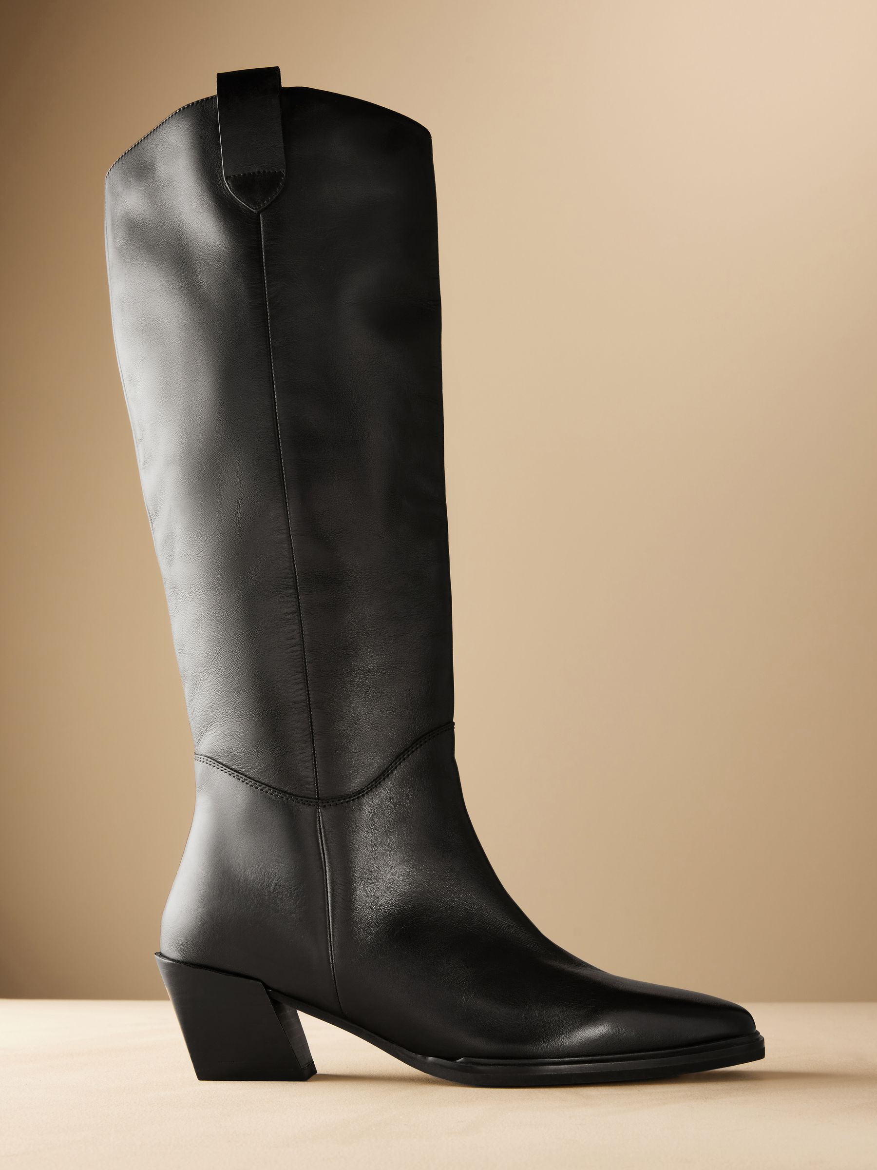 Buy Black Leather Premium Cowboy Knee High Boots from the Next UK ...
