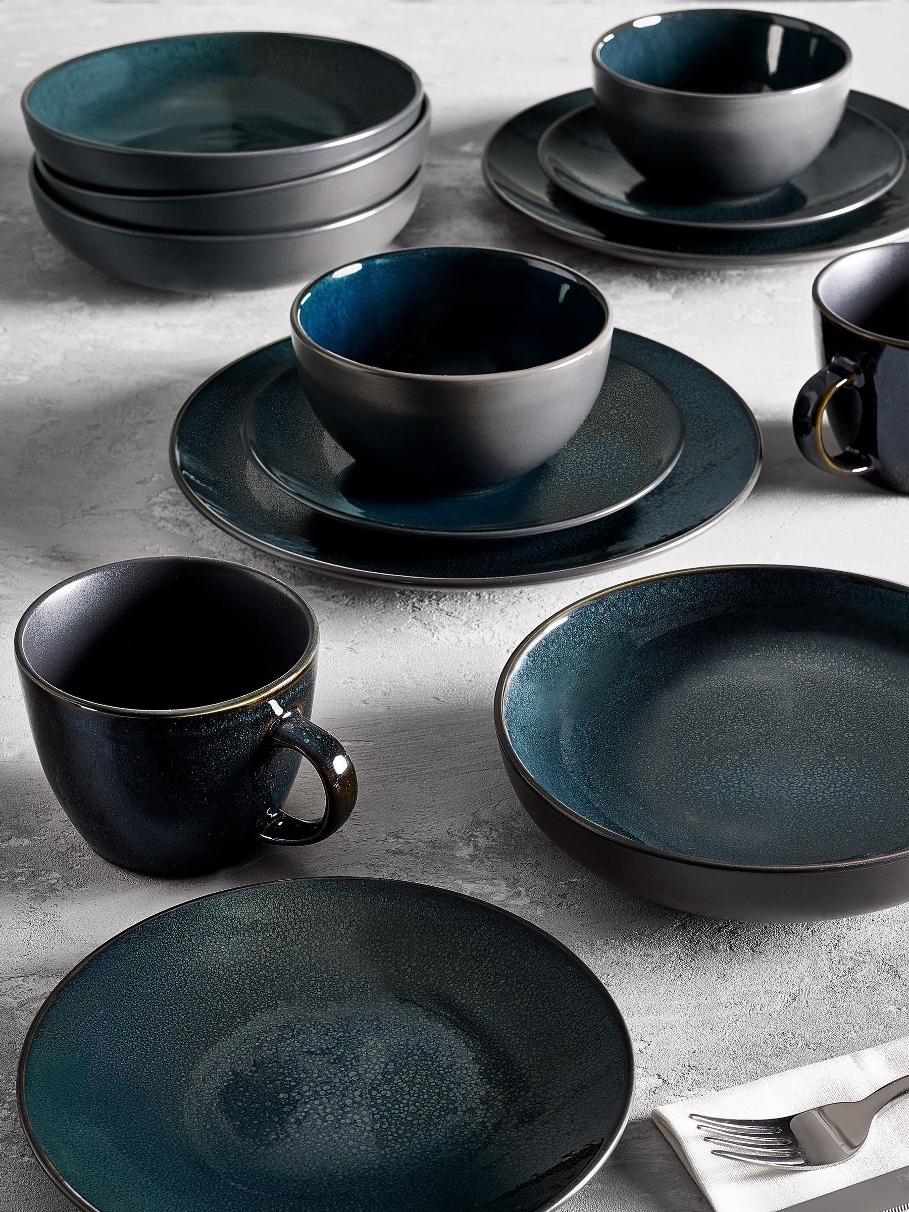 Buy Set of 4 Teal Blue Logan Reactive Glaze Mugs from the Next UK ...