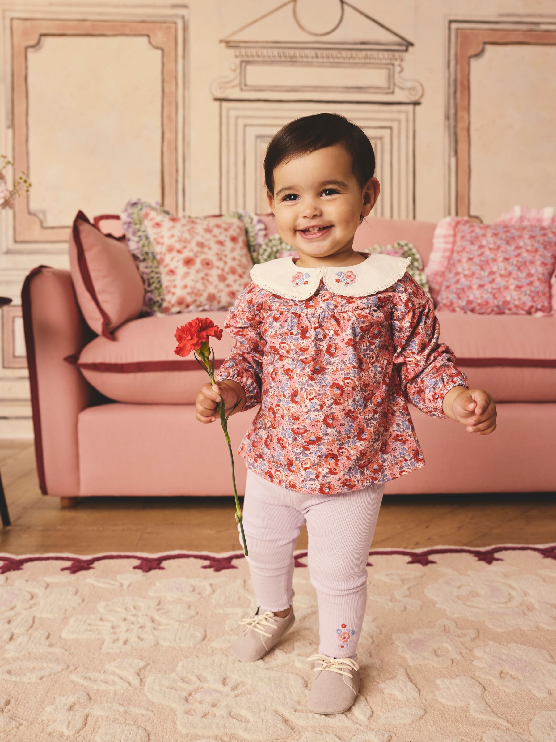 Buy Cath Kidston Red Floral Baby Collared Jersey Top & Legging Set from ...