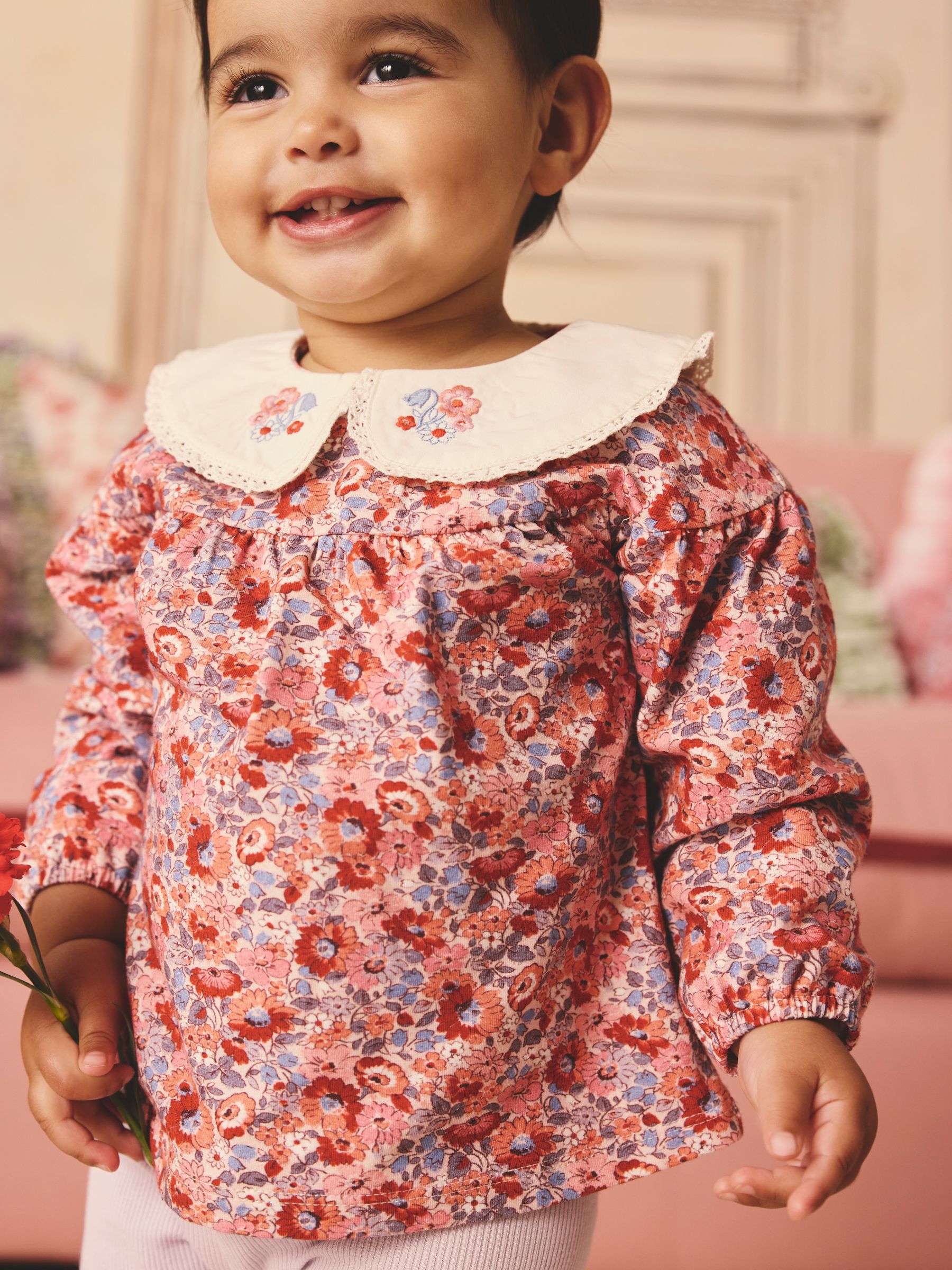 Buy Cath Kidston Red Floral Baby Collared Jersey Top & Legging Set from ...