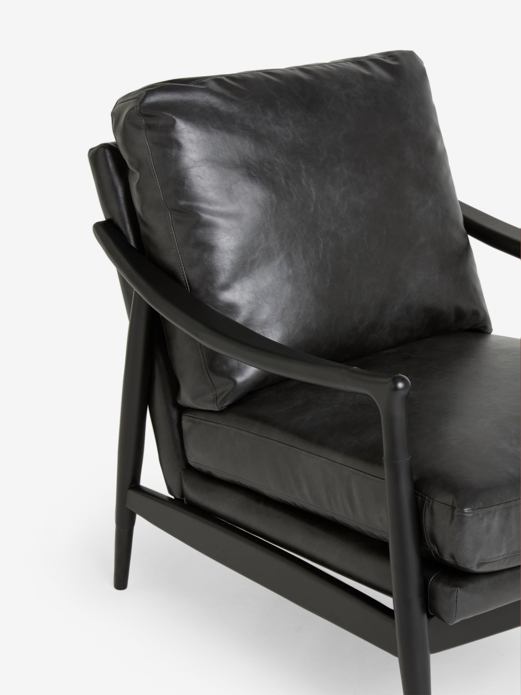 Buy Distressed Faux Leather Black Flinton Wooden Accent Chair from the ...
