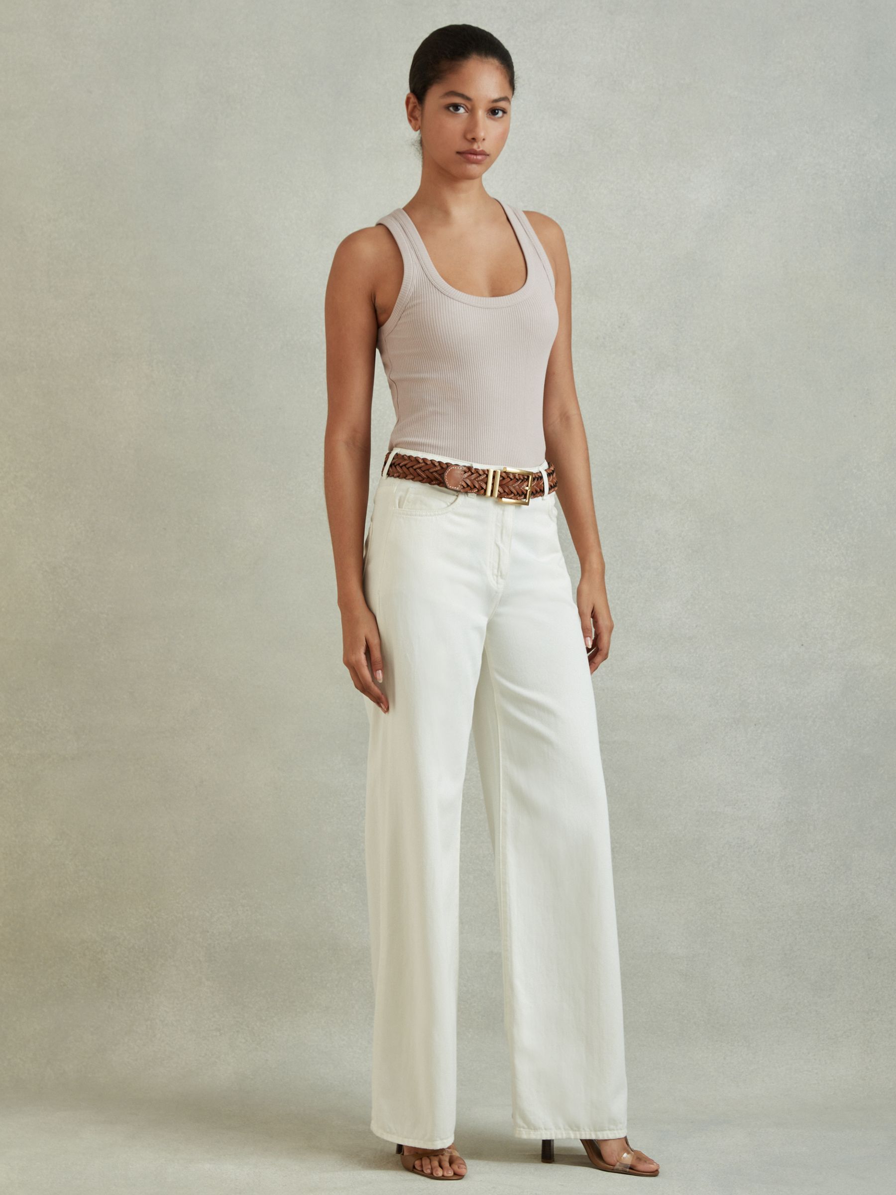 Buy Reiss Mink Elle Ribbed Cotton Blend Vest from the Next UK online shop