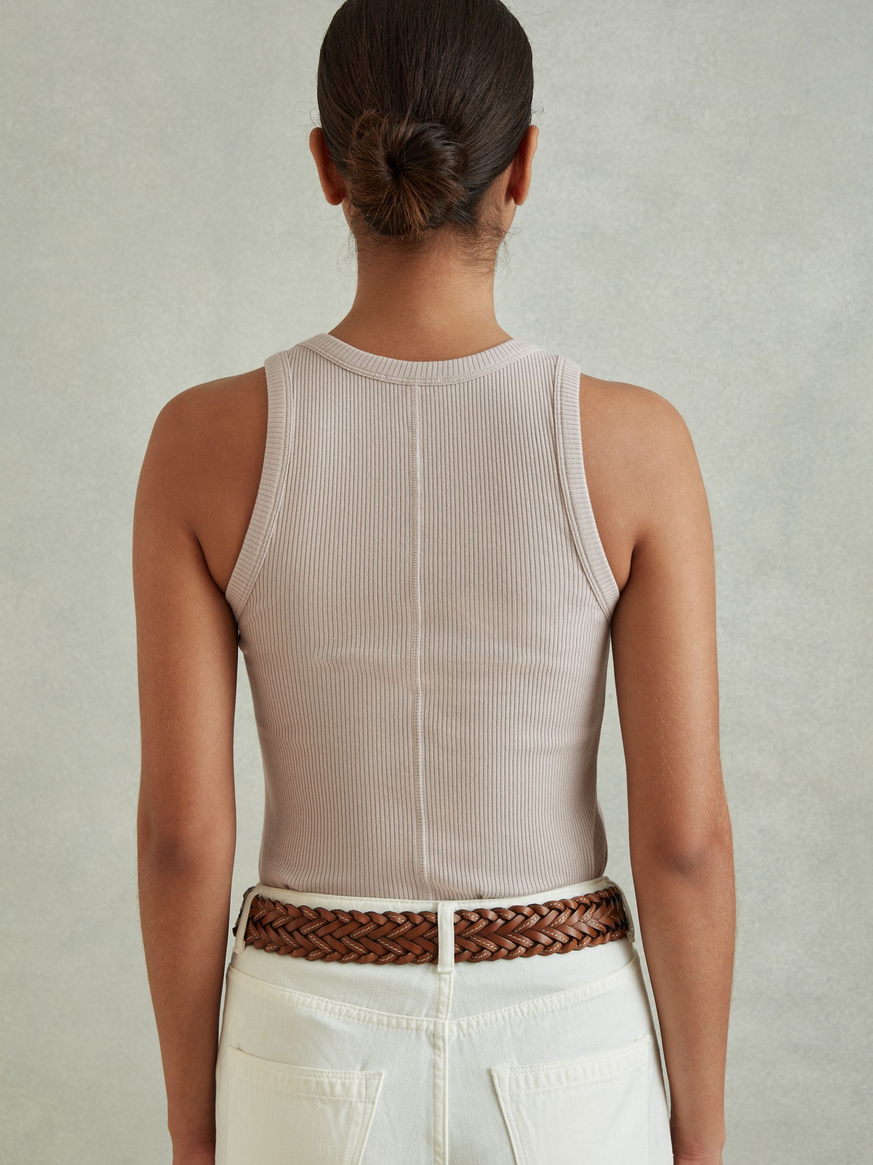 Buy Reiss Mink Elle Ribbed Cotton Blend Vest from the Next UK online shop