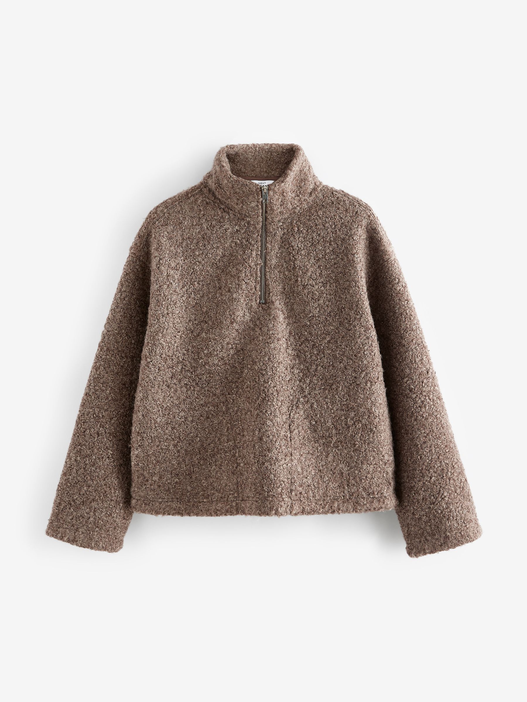 Buy Brown Borg Fleece Quarter Zip Neck Sweat Top from the Next UK ...