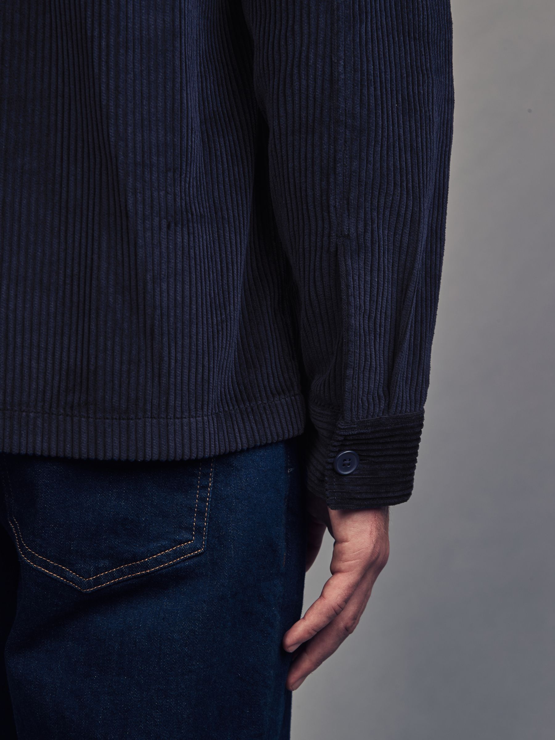 Buy Navy Blue Corduroy Twin Pocket 100% Cotton Shacket Overshirt from ...