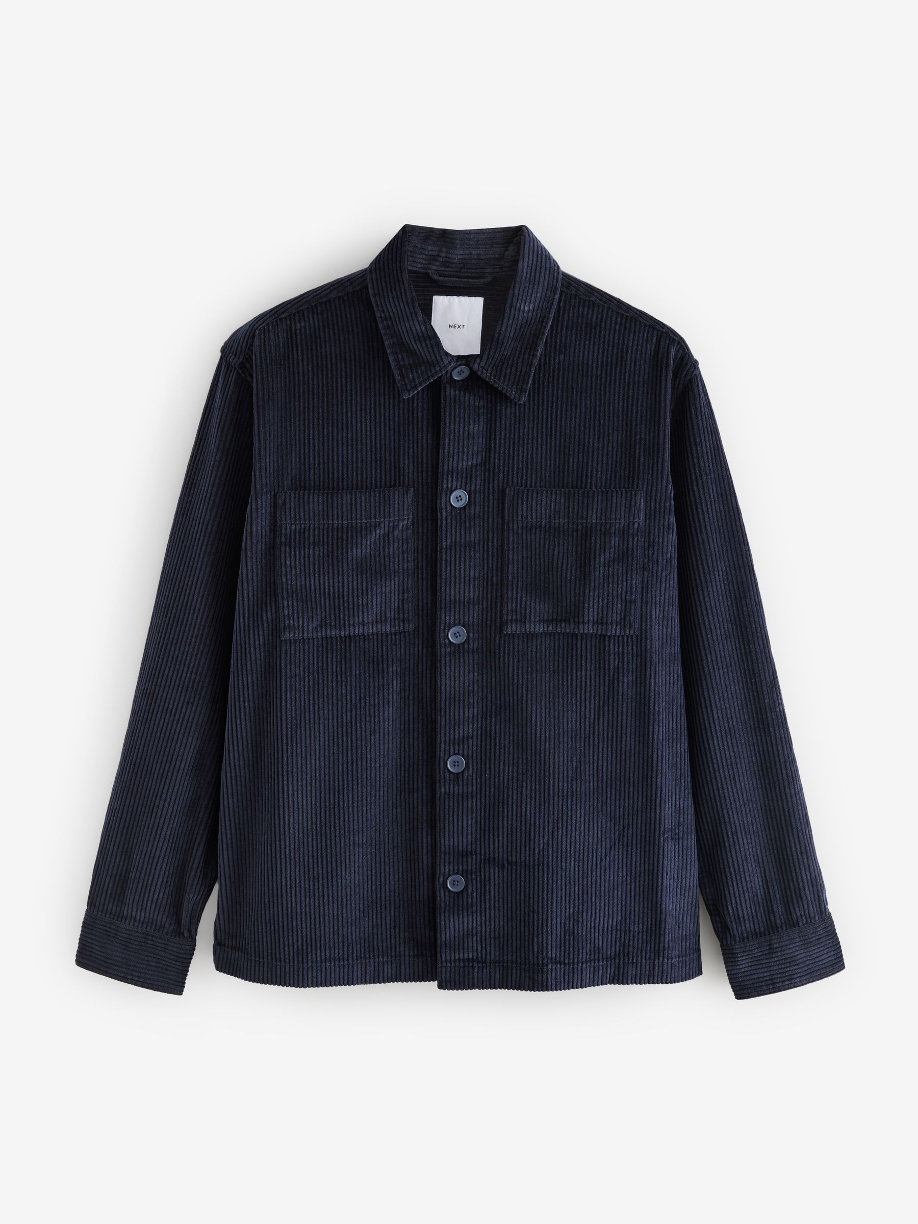 Buy Navy Blue Corduroy Twin Pocket 100% Cotton Shacket Overshirt from ...