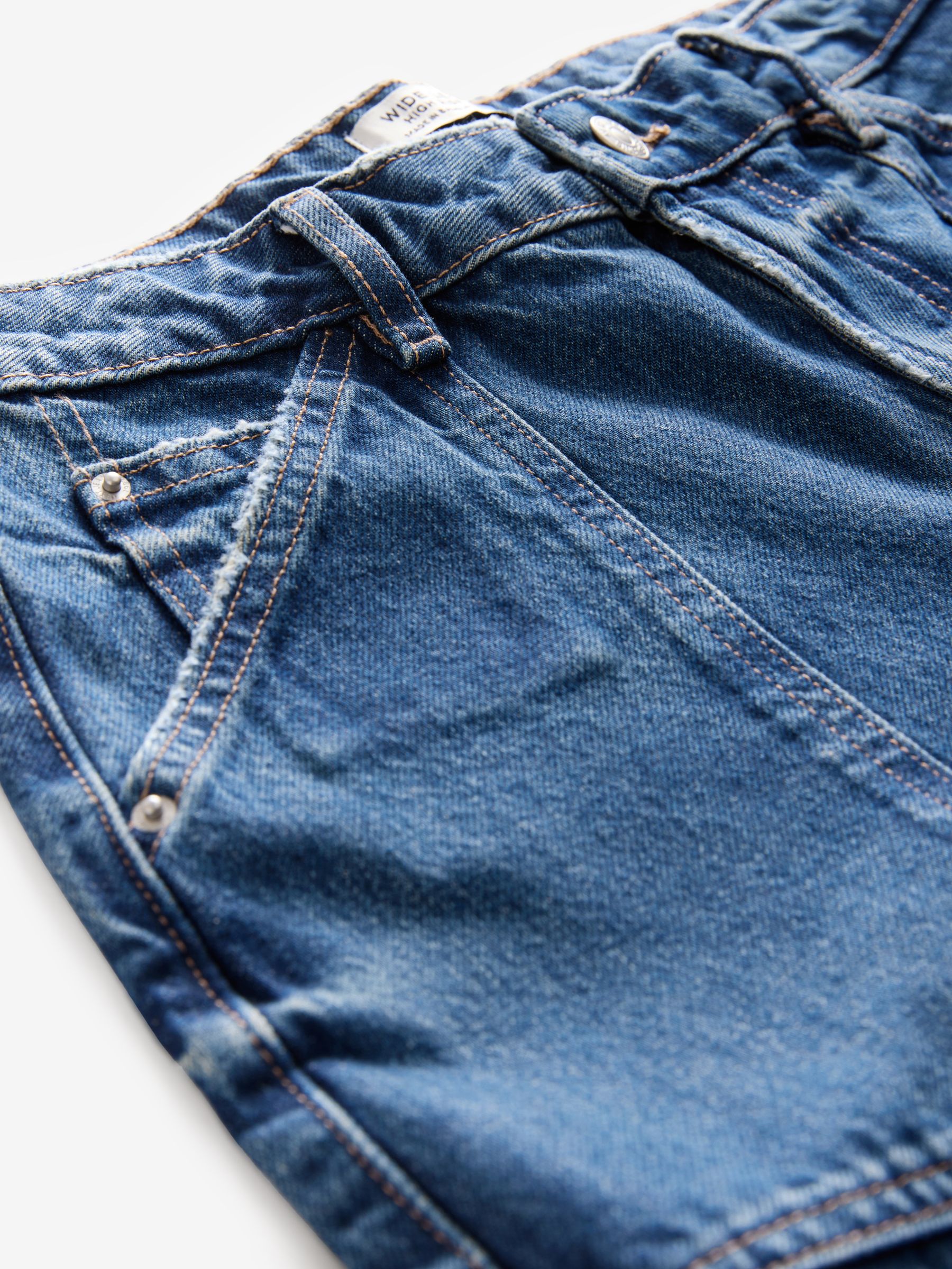 Buy Blue Adjustable Cinch Back Wide Leg 100% Cotton Jeans from the Next ...