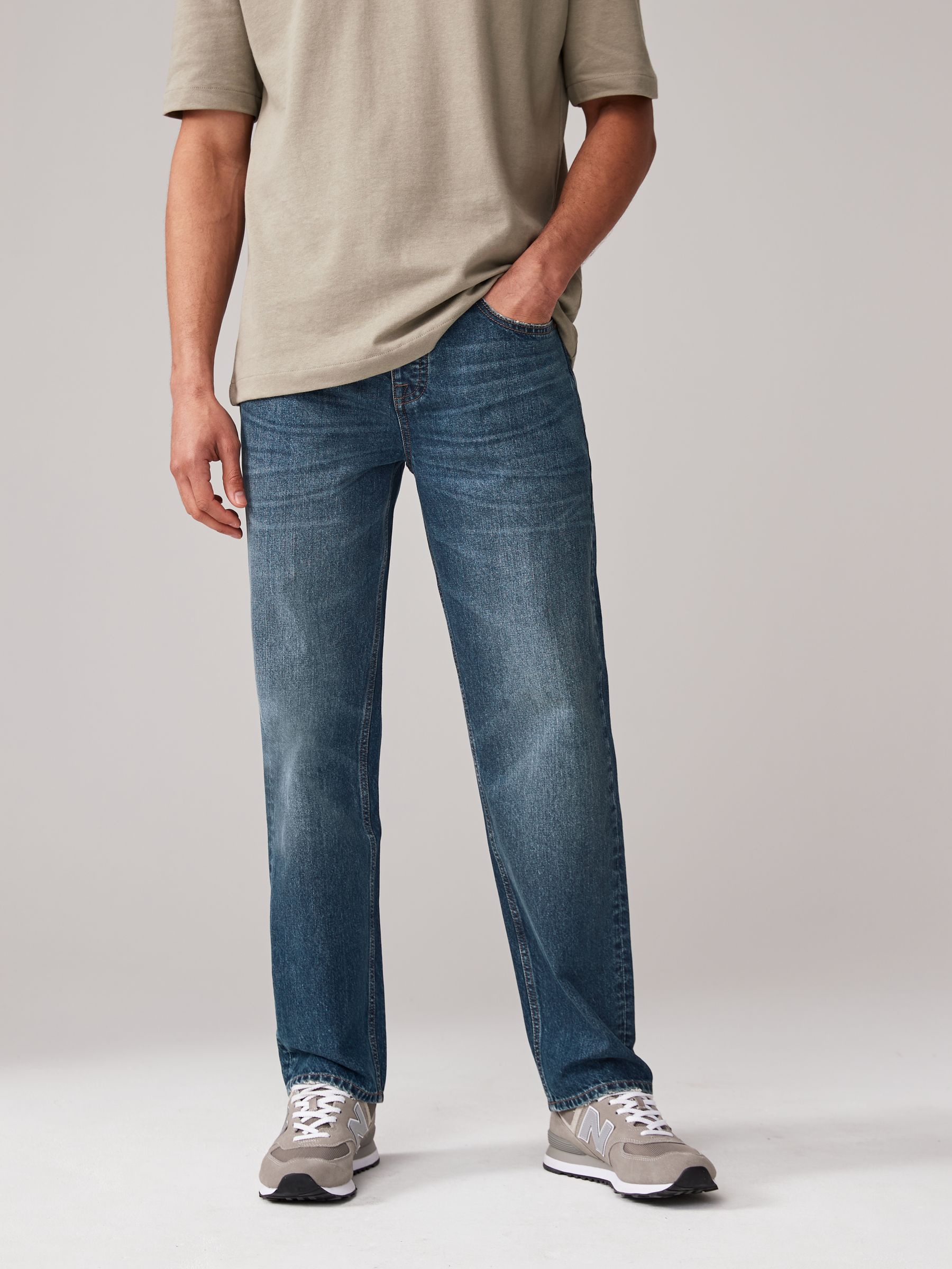 Buy Blue Vintage Straight Fit 100% Cotton Authentic Jeans from Next ...