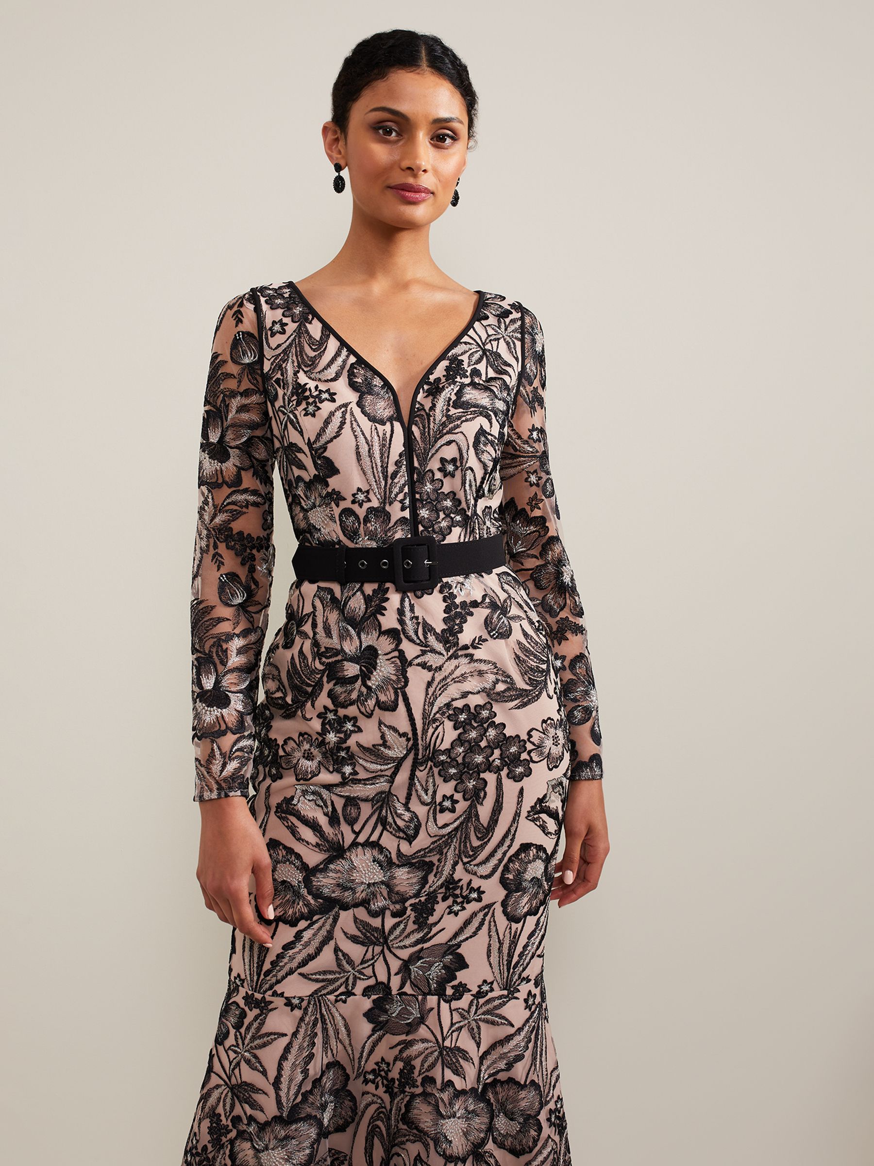Buy Phase Eight Black V-Neck Embroidered Nola Maxi Dress from the Next ...