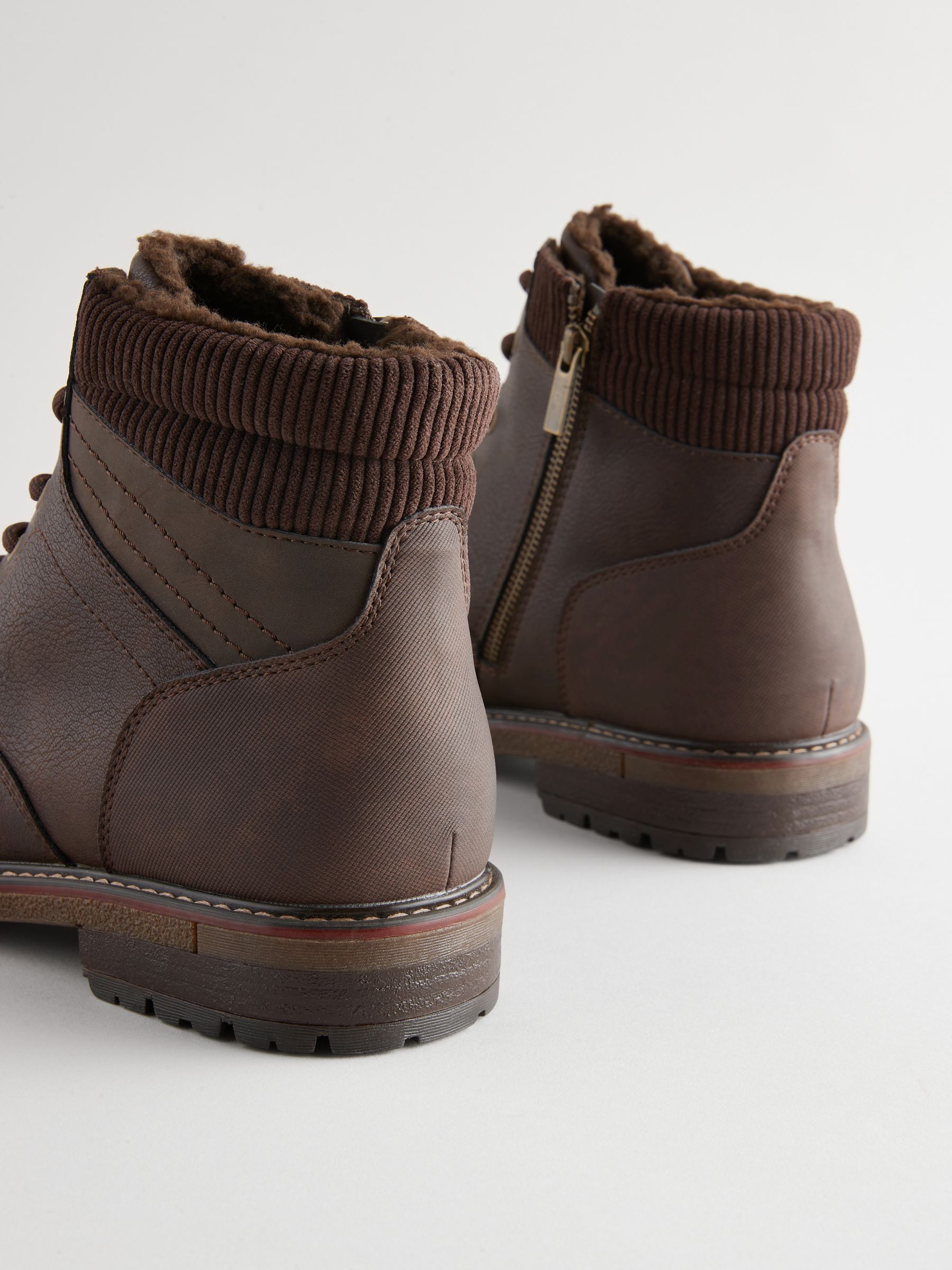 Buy Brown Borg Lined Boots from the Next UK online shop