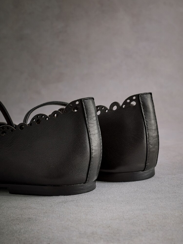 Buy Black Standard Fit Tabitha Simmons Elfie Leather Scalloped Mary ...