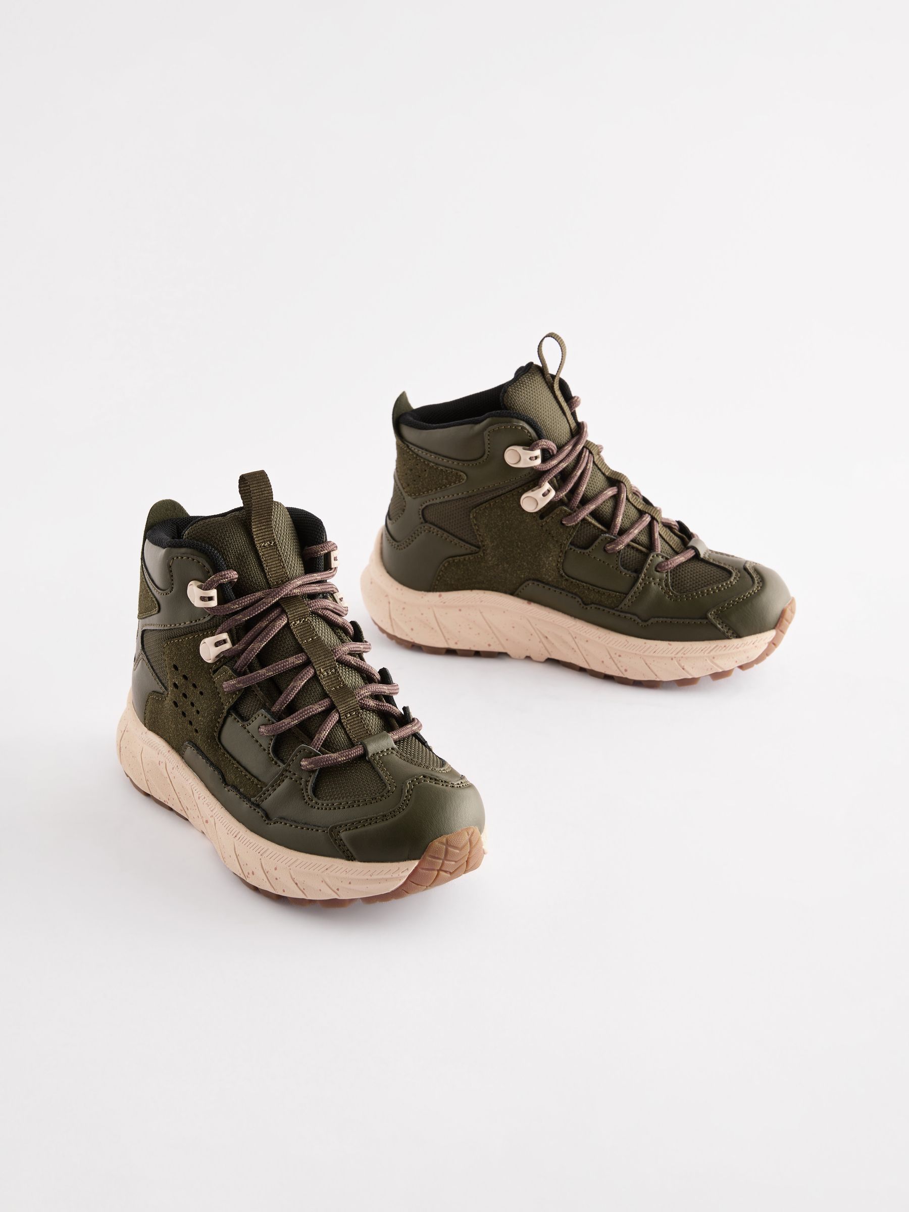 Buy Khaki Green Water Resistant Lace-Up Sporty Hiker Boots from the ...