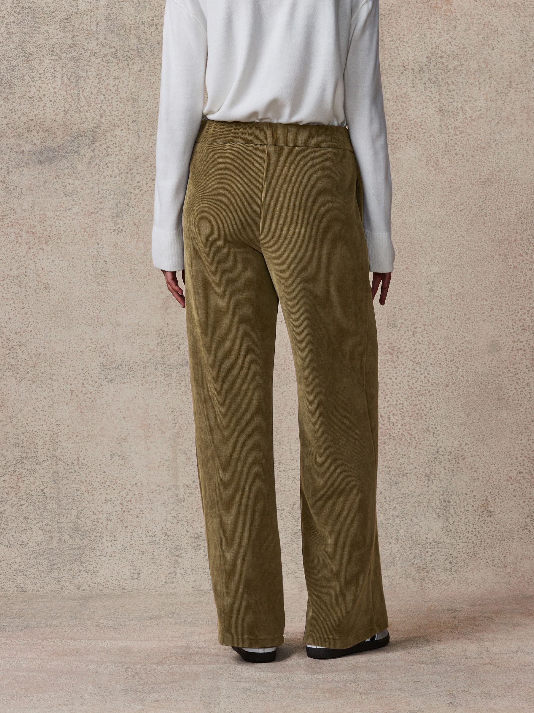 Buy Khaki Green Pull On Wide Leg Corduroy Trousers from Next Ireland