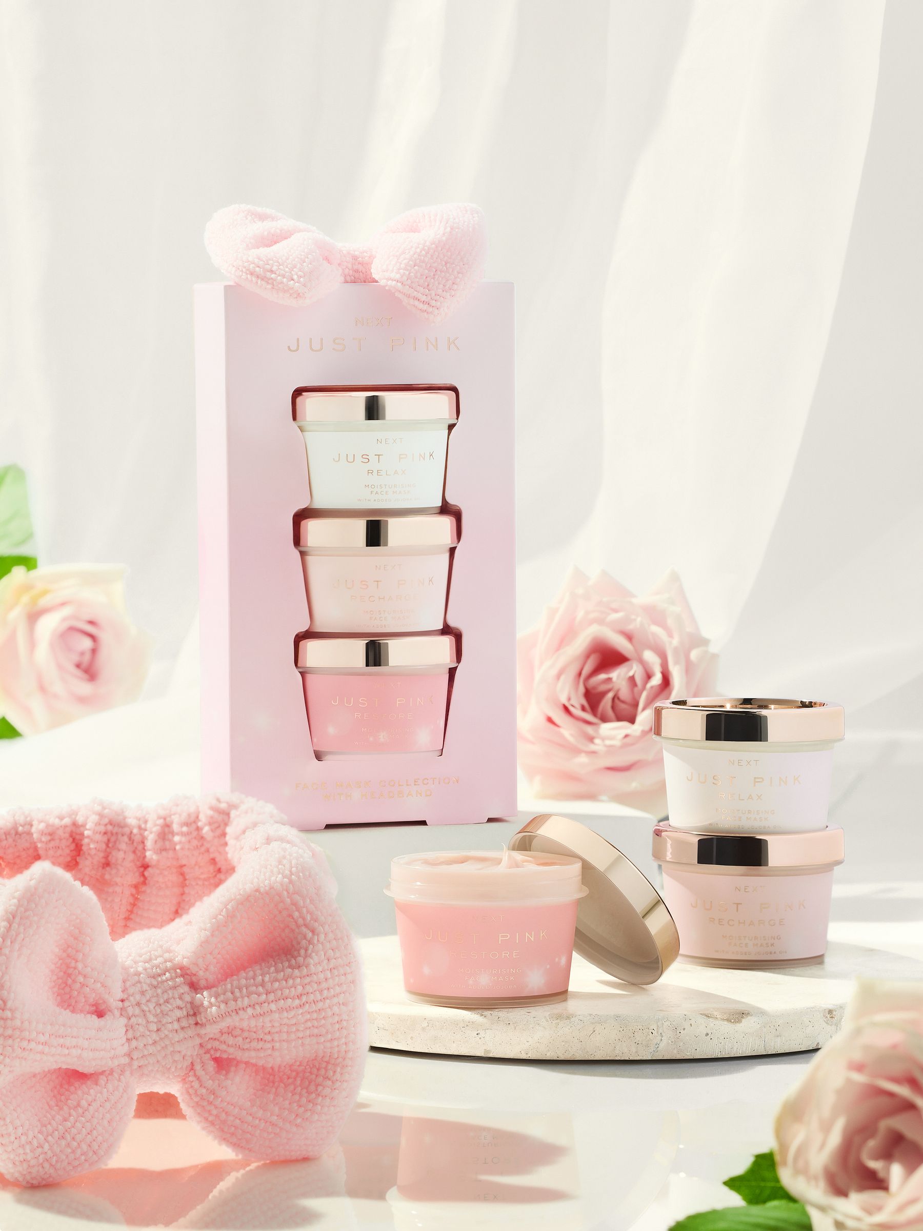 Buy Set of 3 Just Pink Face Masks and Bow Headband Gift Set from the ...