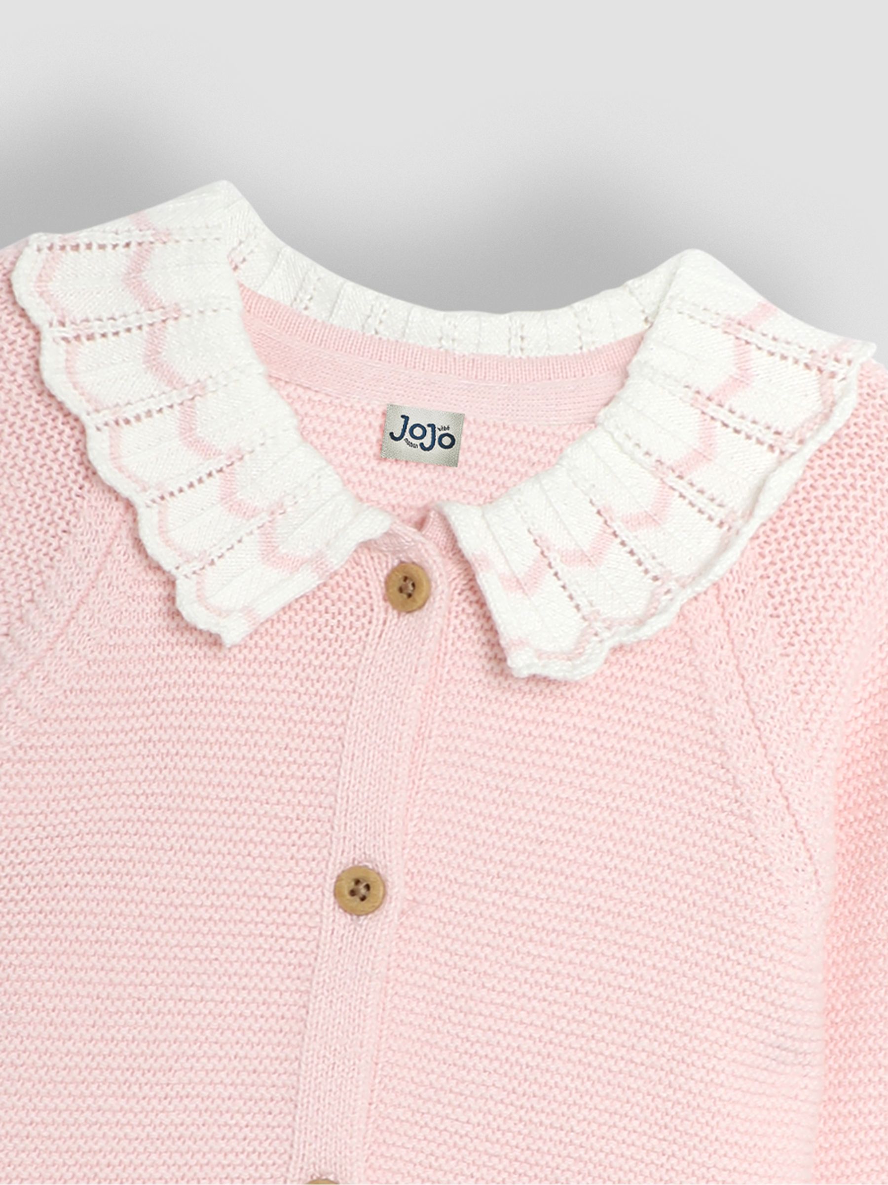 Buy JoJo Maman Bébé Pink Broderie Collar Cotton Cardigan from the Next ...