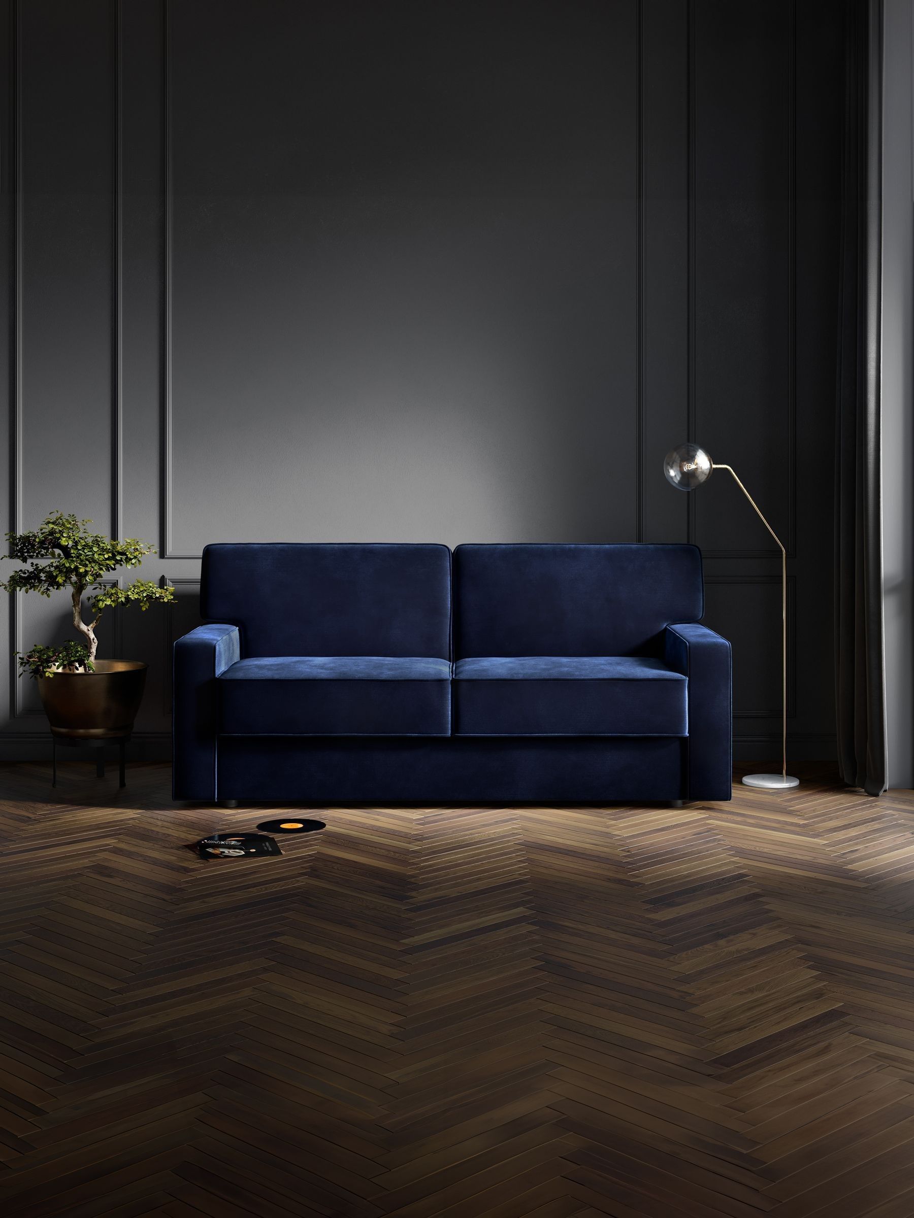Buy Jay-Be Luxe Velvet Royal Blue Linea 3 Seater Sofa Bed from the Next ...