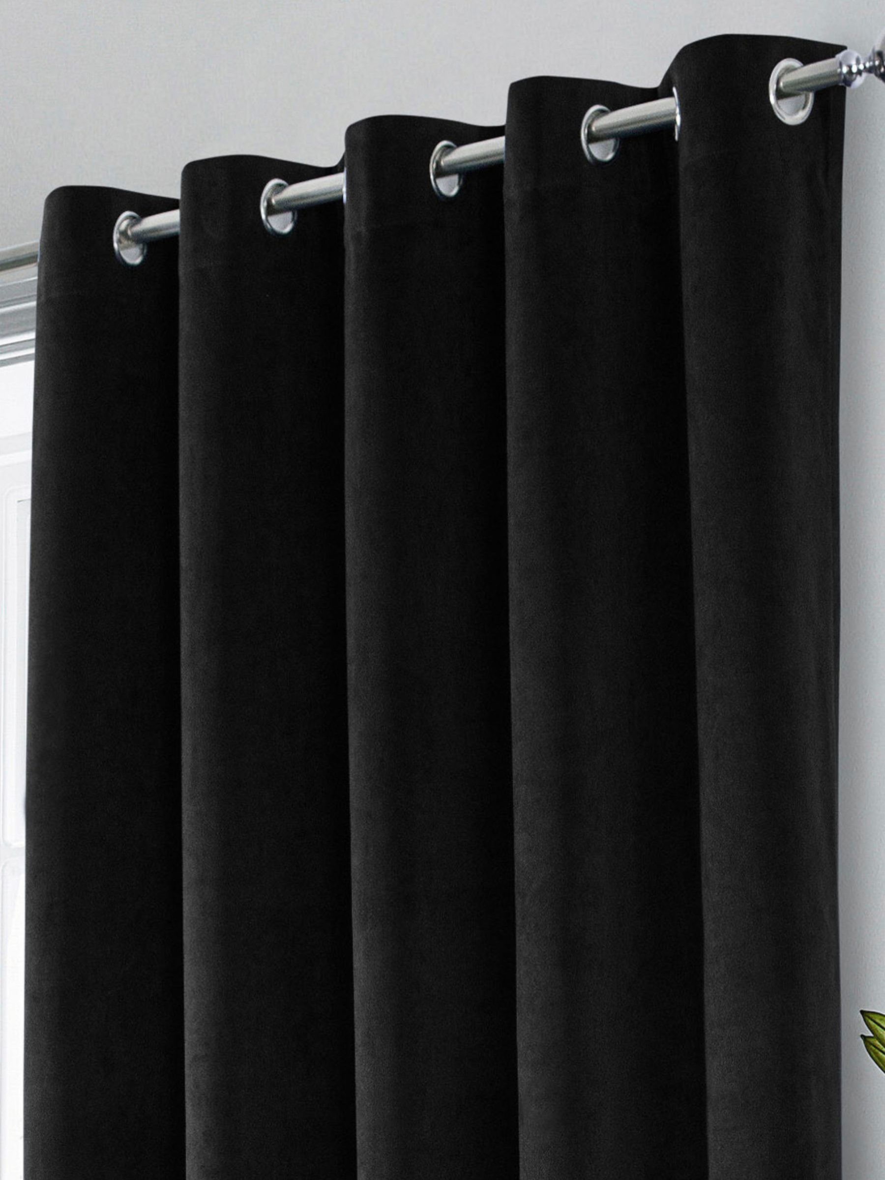 Buy Enhanced Living Black Thermal Blackout Hampton Readymade Curtains ...