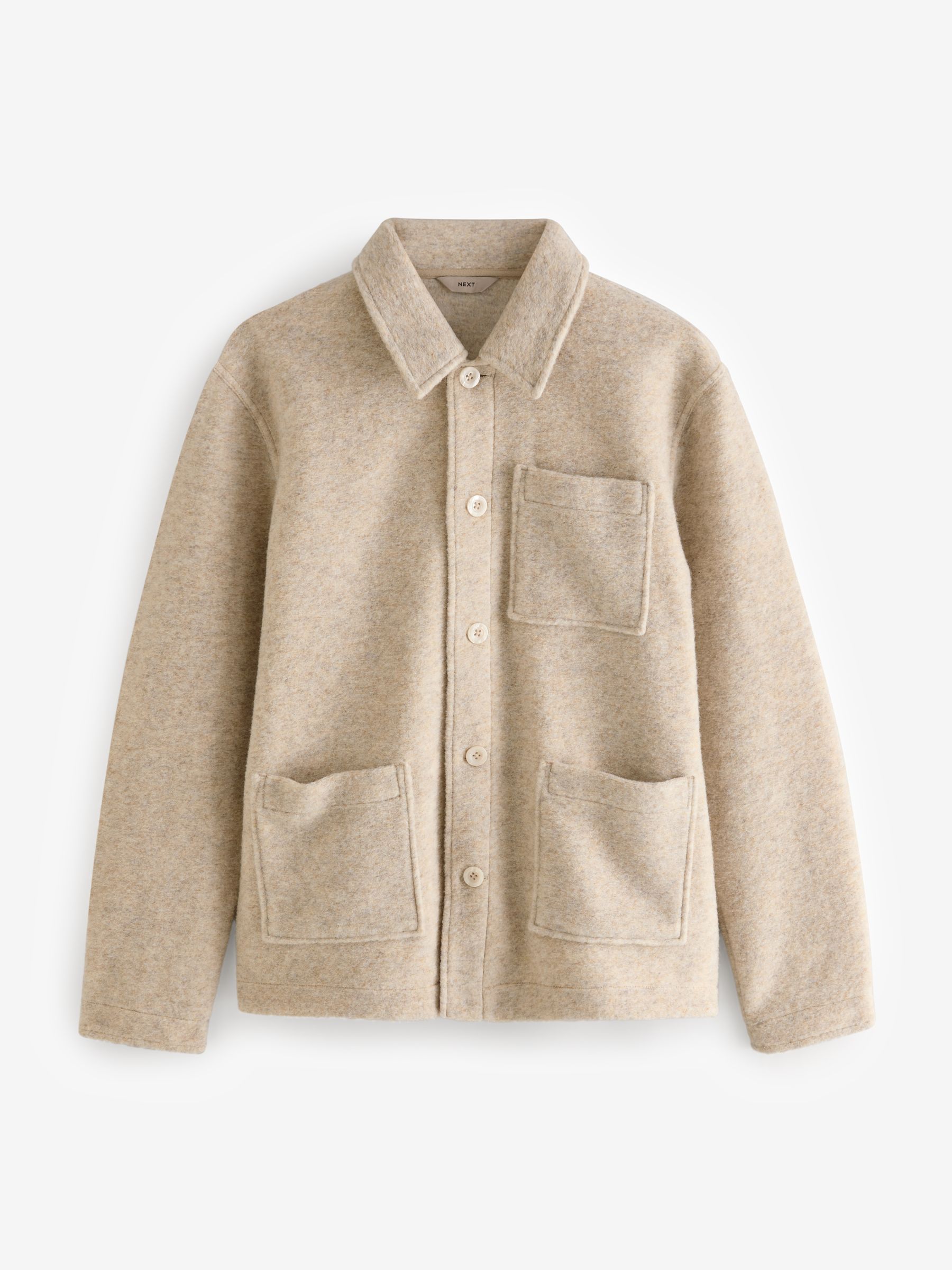 Buy Neutral Borg Shacket with Wool from the Next UK online shop
