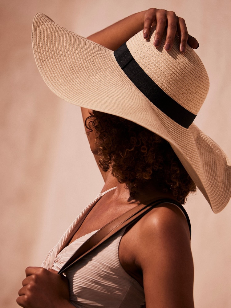 Buy Mint Velvet Cream Wide Brim Floppy Hat from the Next UK online shop