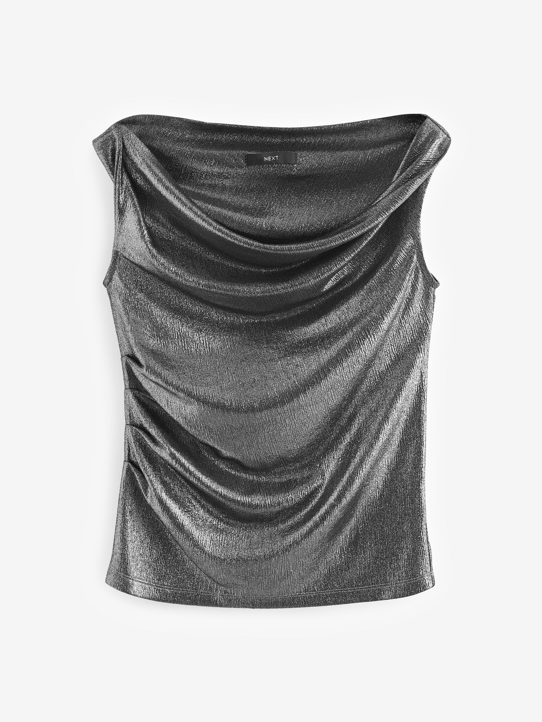 Buy Silver Sleeveless Sparkle Drape Cowl Neck Top from the Next UK ...
