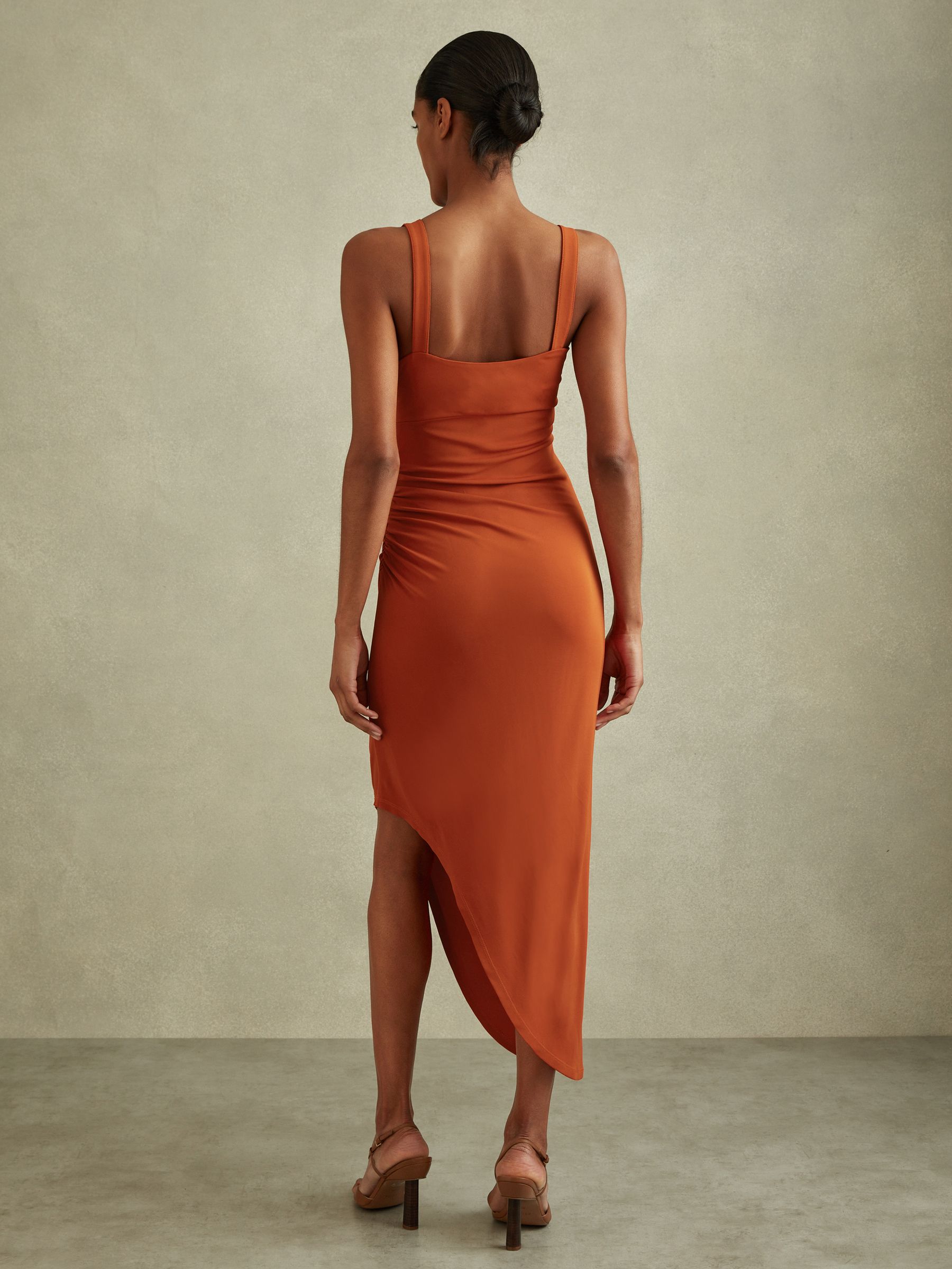 Buy Reiss Rust Carla Jersey Ruched Midi Dress from the Next UK online shop