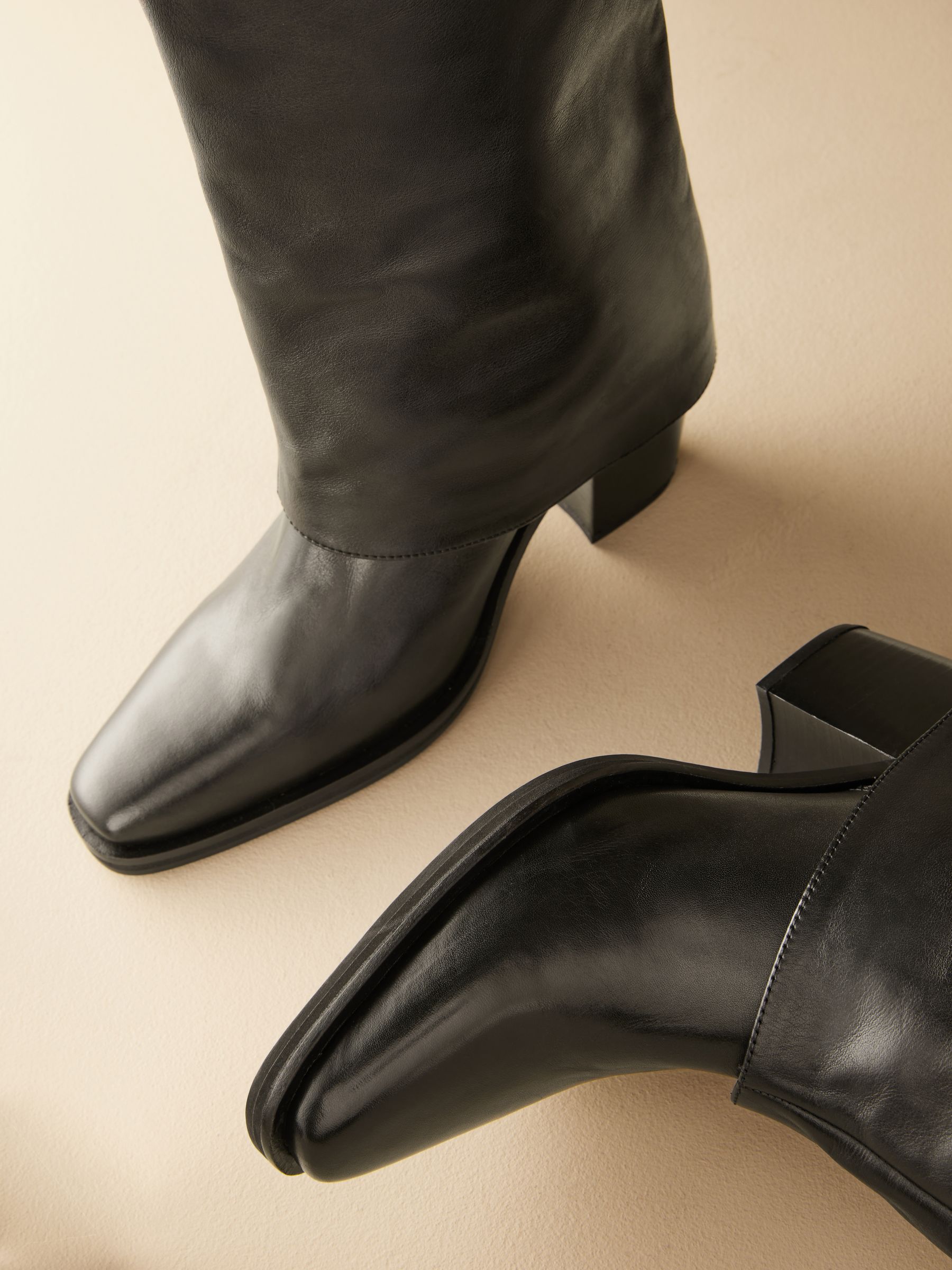 Buy Black Premium Cowboy Gaiter Boho Knee High Boots from the Next UK ...