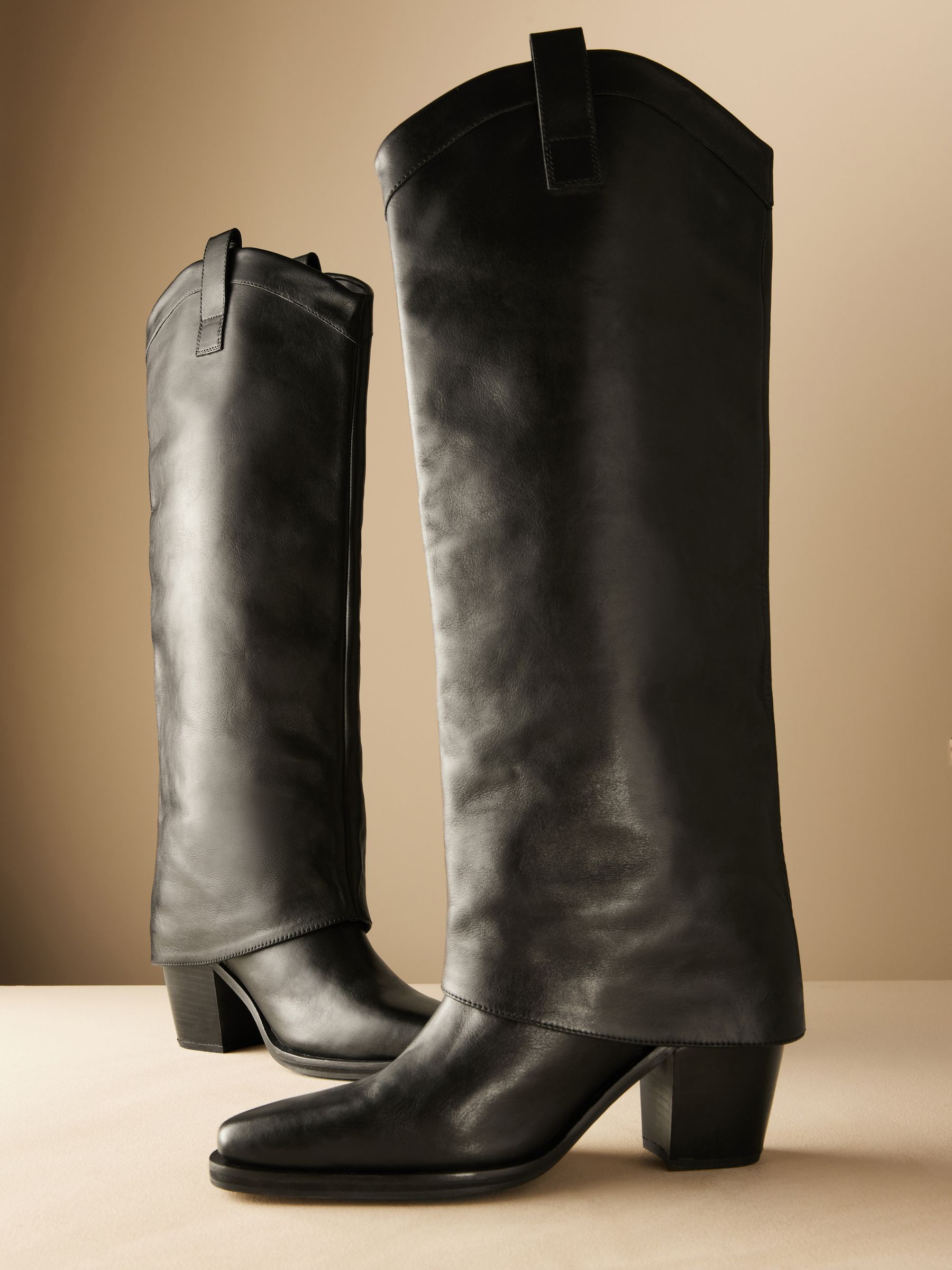 Buy Black Premium Cowboy Gaiter Boho Knee High Boots from the Next UK ...