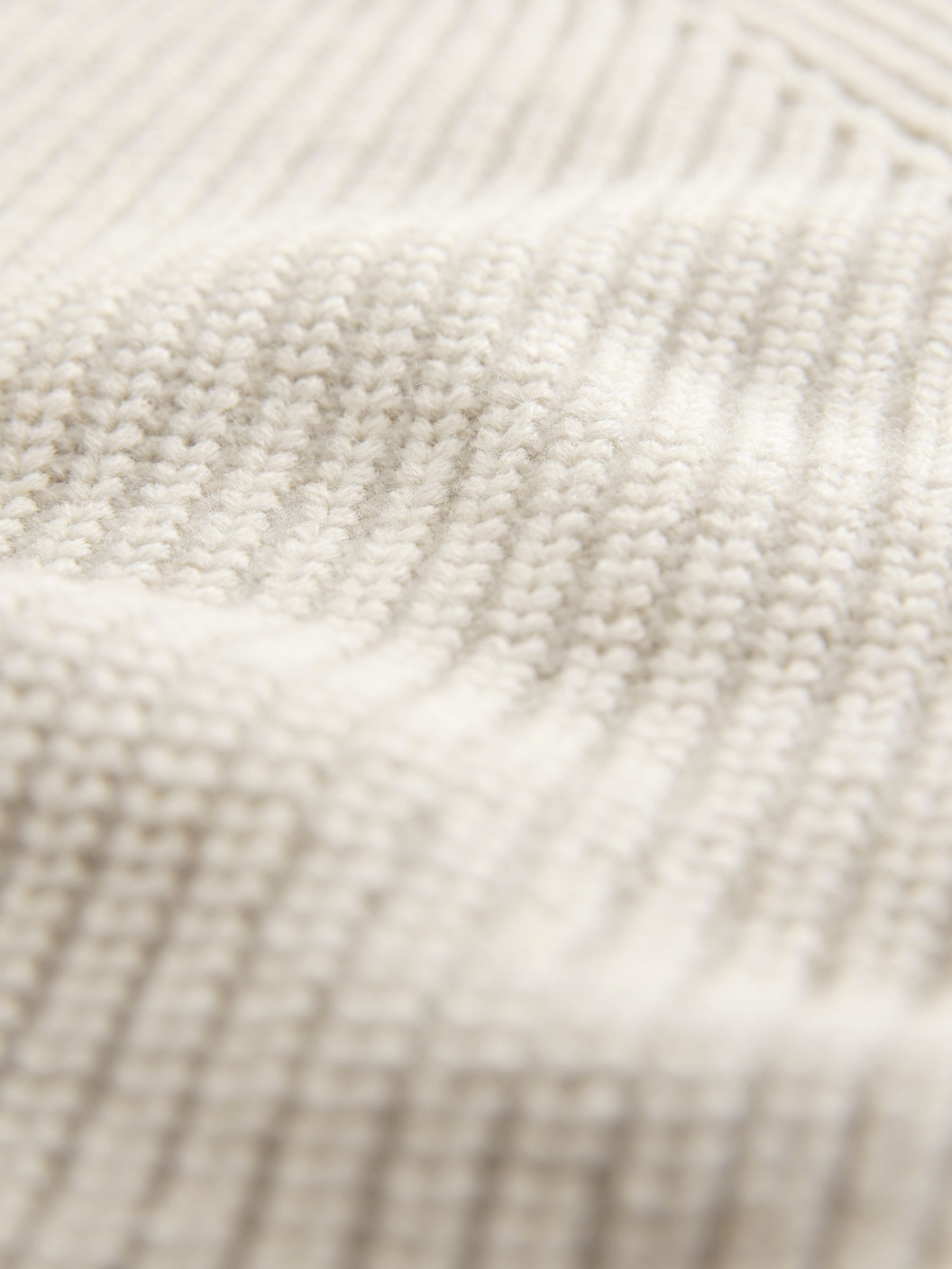 Buy Ecru White Crew Neck Regular Fit Rib Texture Jumper with Wool from ...