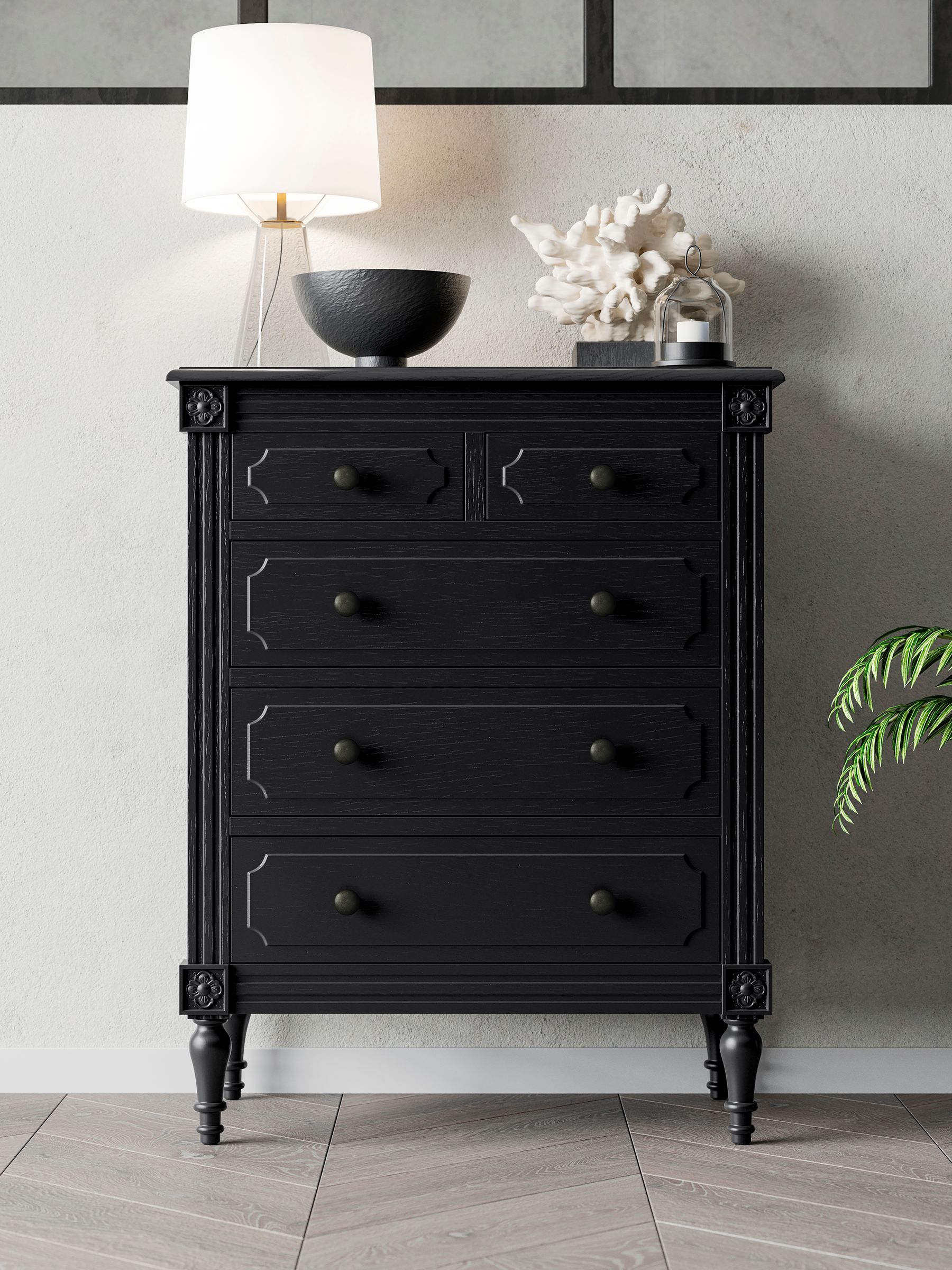 Feather and black chest of drawers store