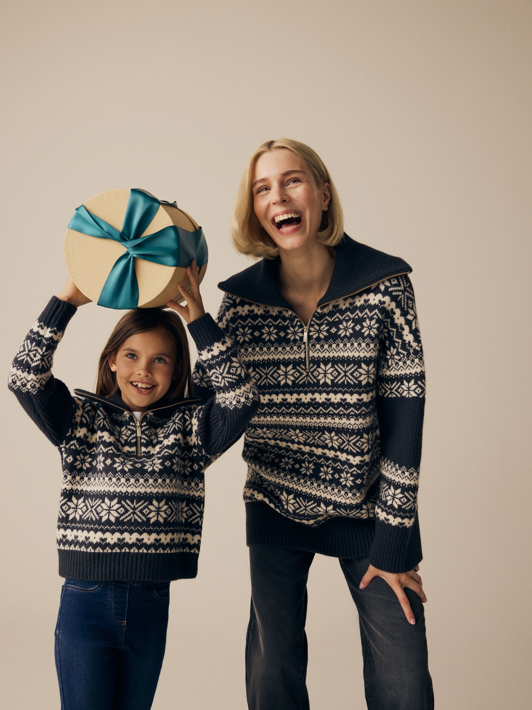 Buy Black/White Matching Family Womens Christmas Fairisle Pattern ...
