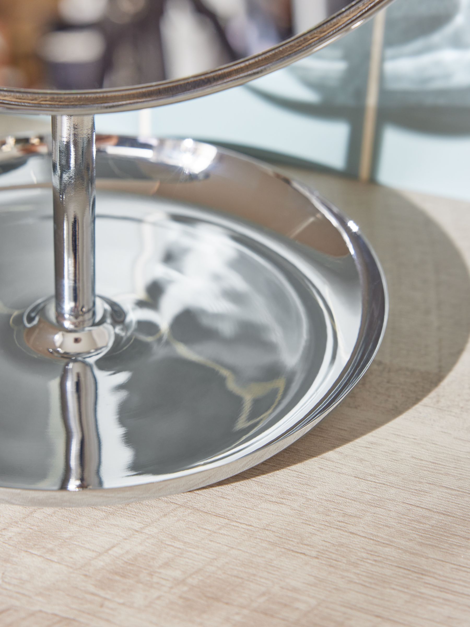 Buy Silver Chrome Storage Tray 5x Magnification Round Dressing Table ...