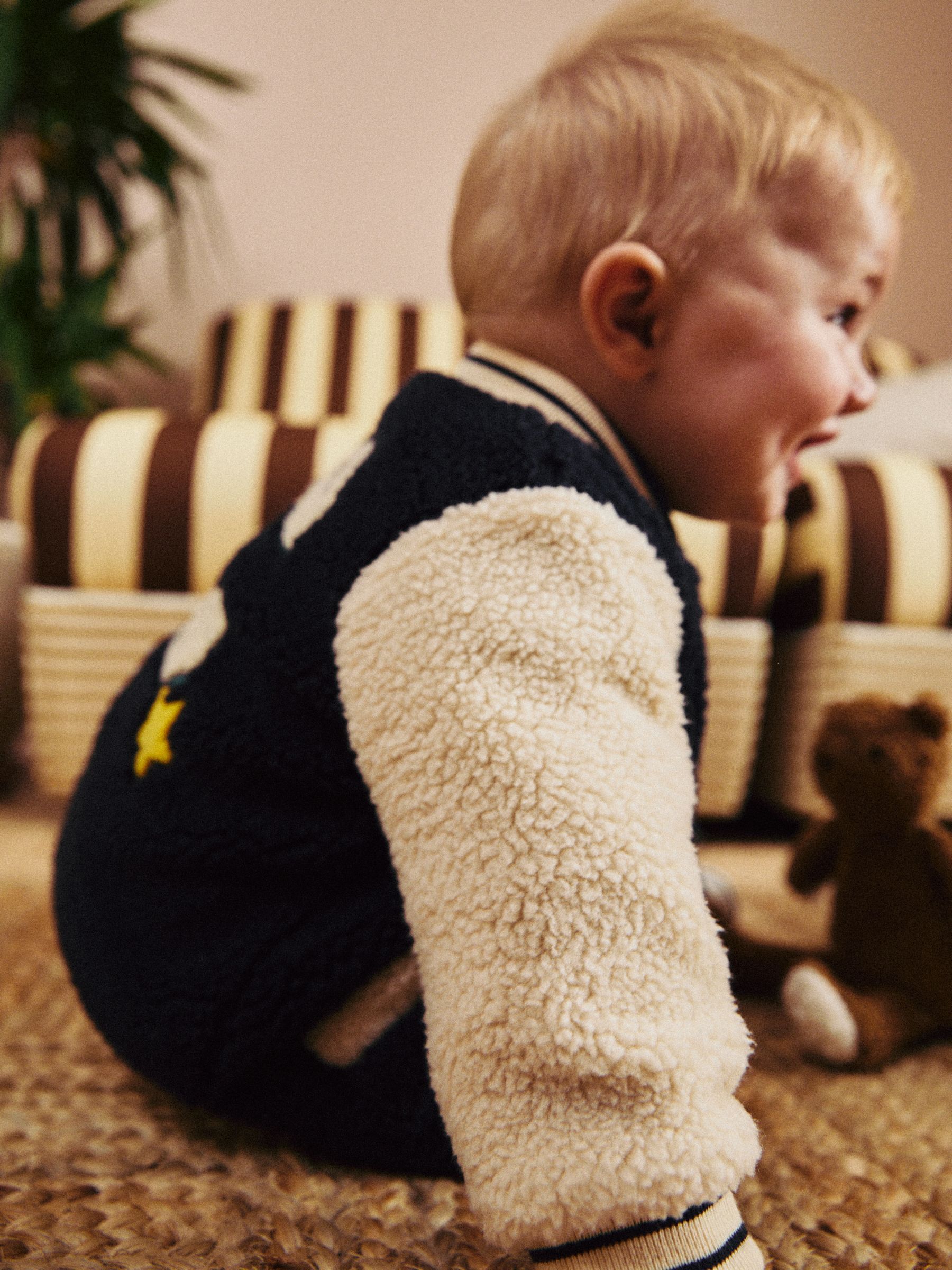 Buy Navy Blue Baby Borg Hooded Fleece Jacket (0mths-2yrs) from the Next ...