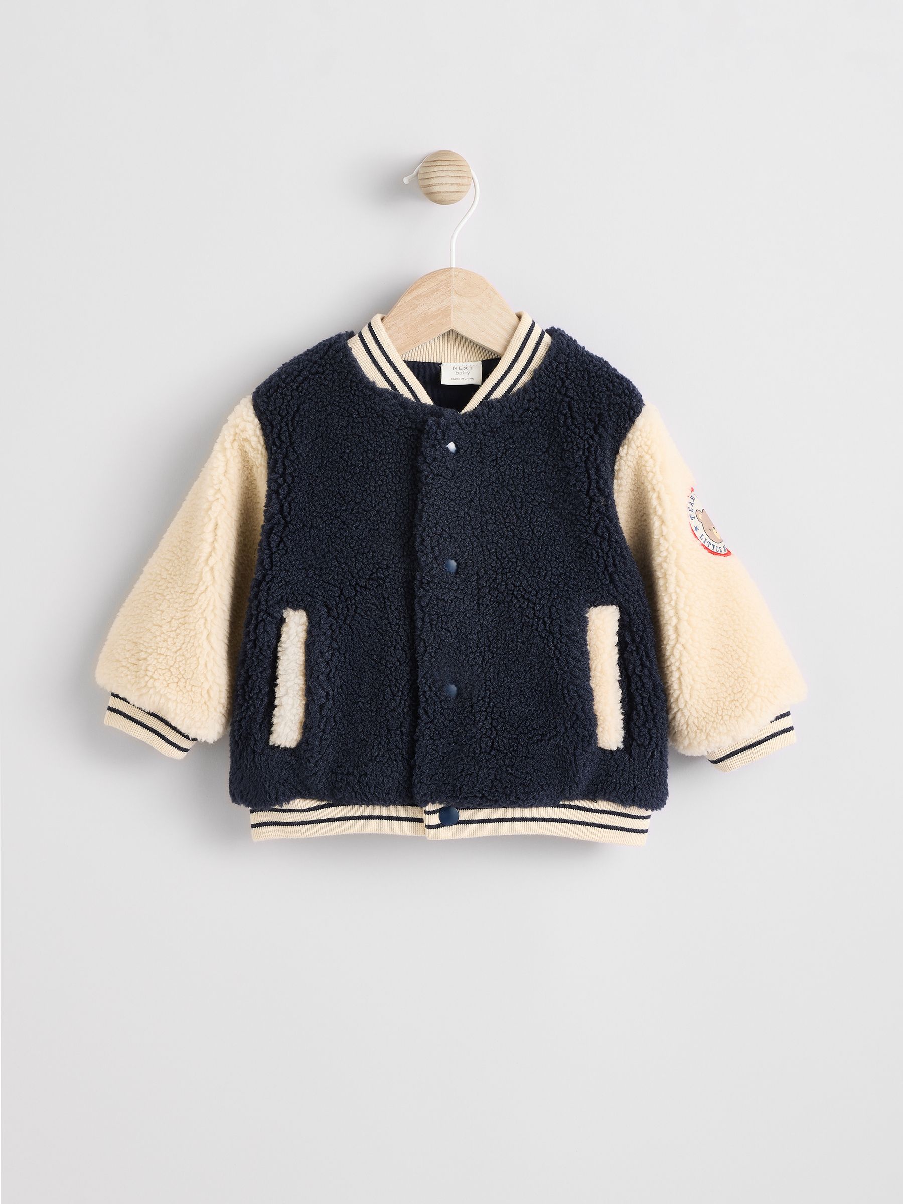 Buy Navy Blue Baby Borg Hooded Fleece Jacket (0mths-2yrs) from the Next ...