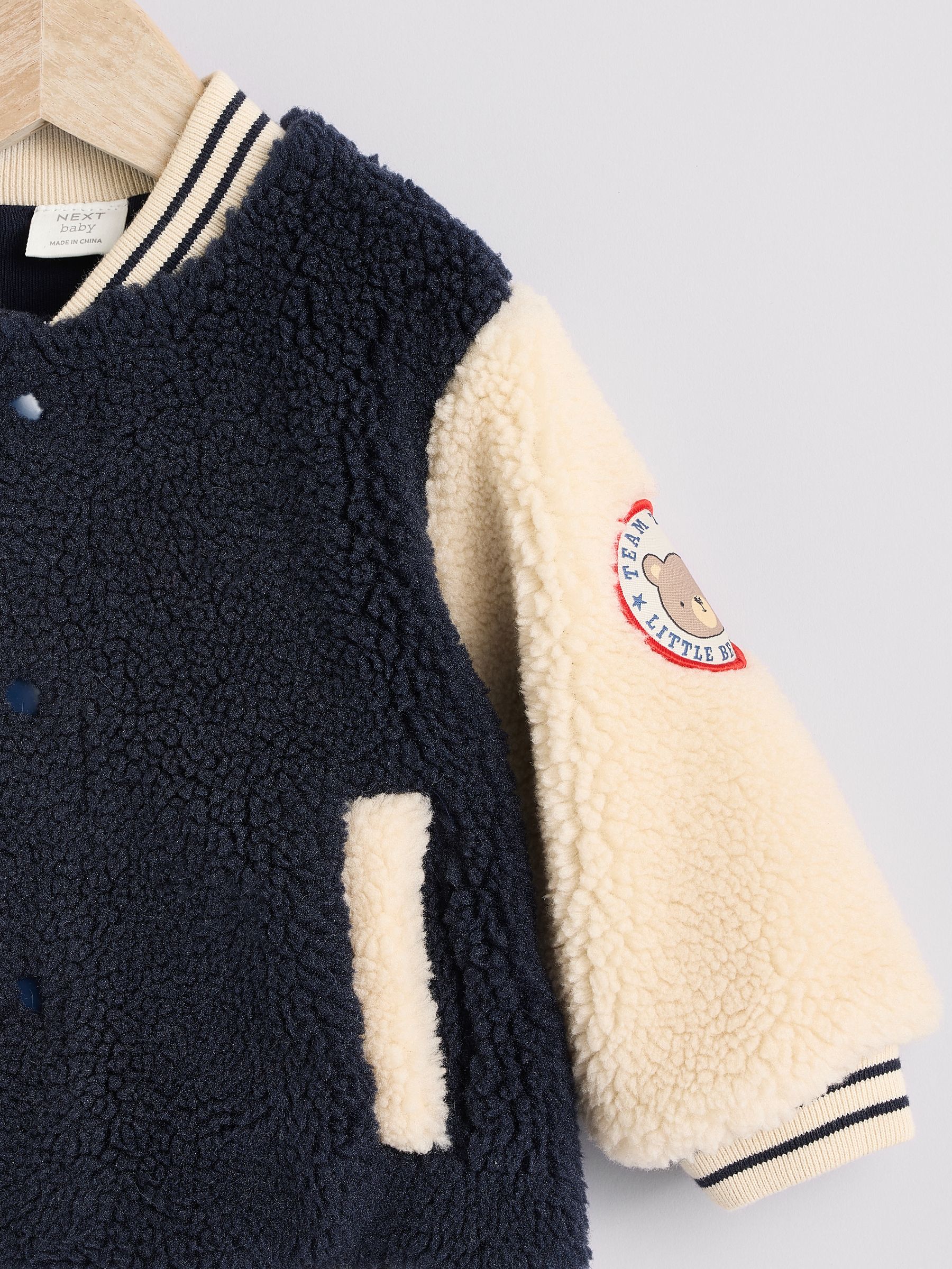 Buy Navy Blue Baby Borg Hooded Fleece Jacket (0mths-2yrs) from the Next ...