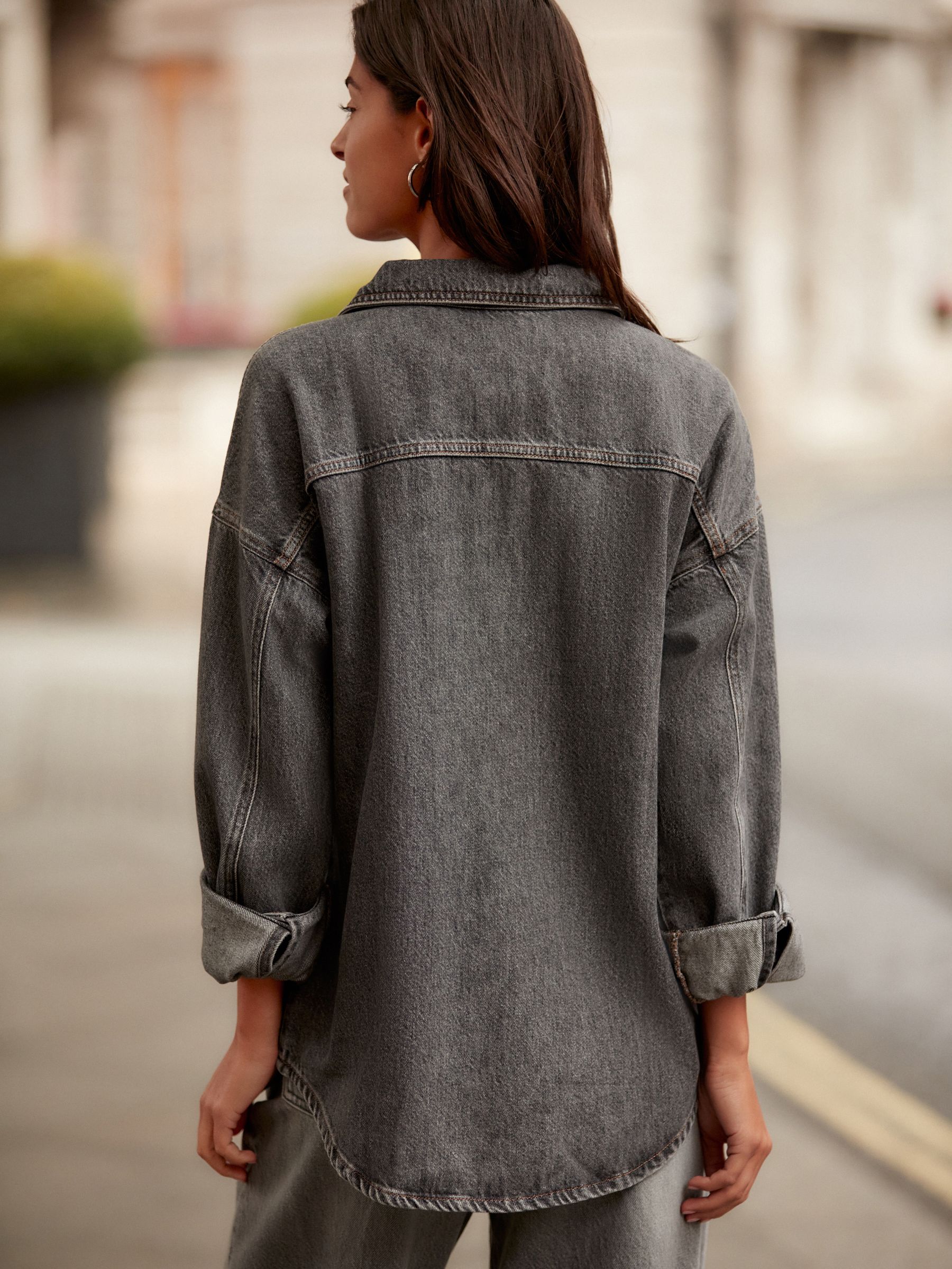 Buy Washed Black Seam Front Denim Shirt from the Next UK online shop